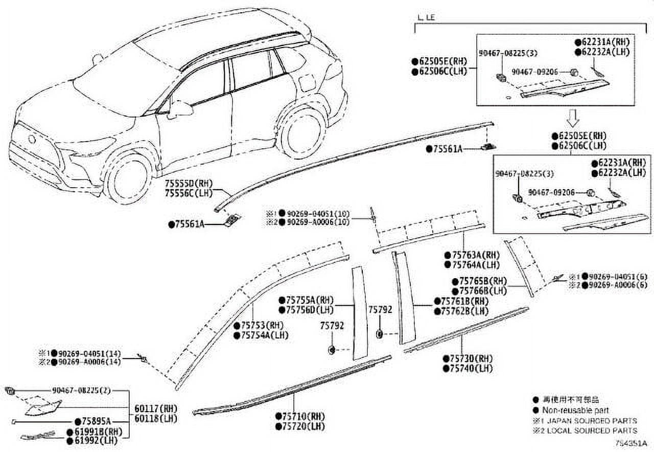 Genuine Toyota Corolla Cross Front Wheel Arch Molding Right (2022) OE ...
