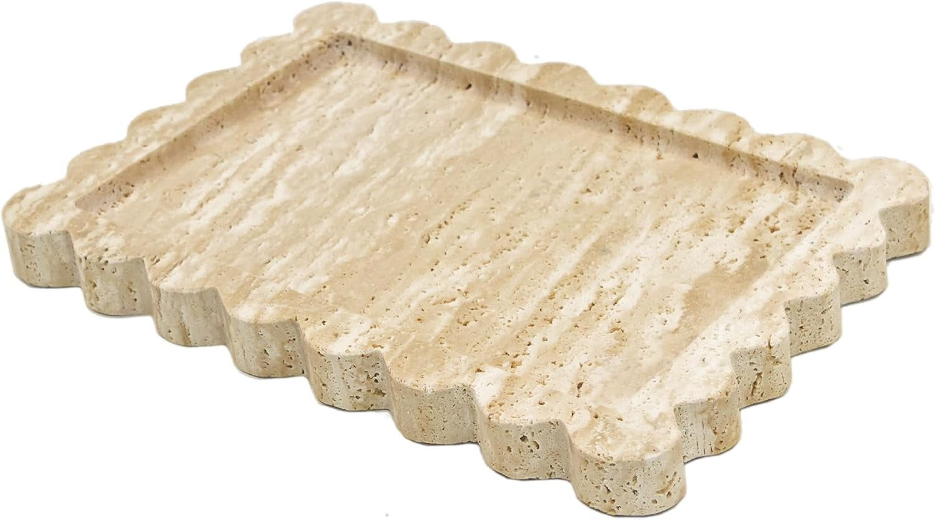Genuine Travertine Scalloped Marble Tray, Real Natural Marble Stone ...