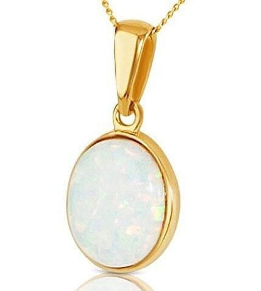 Arena Gems Jewellery Oval White Opal Necklace Pendant, 5 ct. t.w., 925 Sterling Silver pendant ...