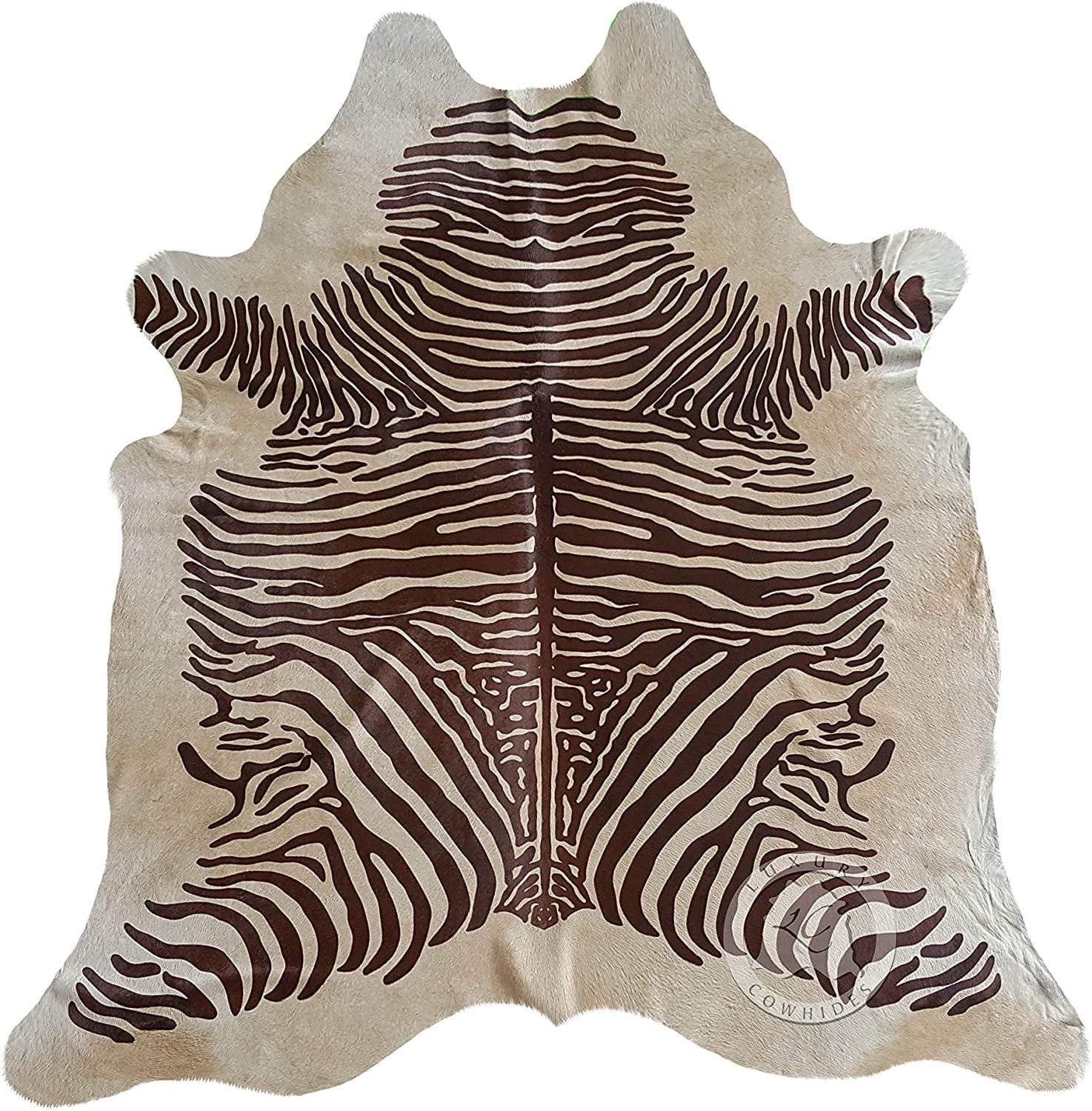 Genuine Zebra Print Brown on Beige Cowhide Rug - Modern Animal Skin Rug ...