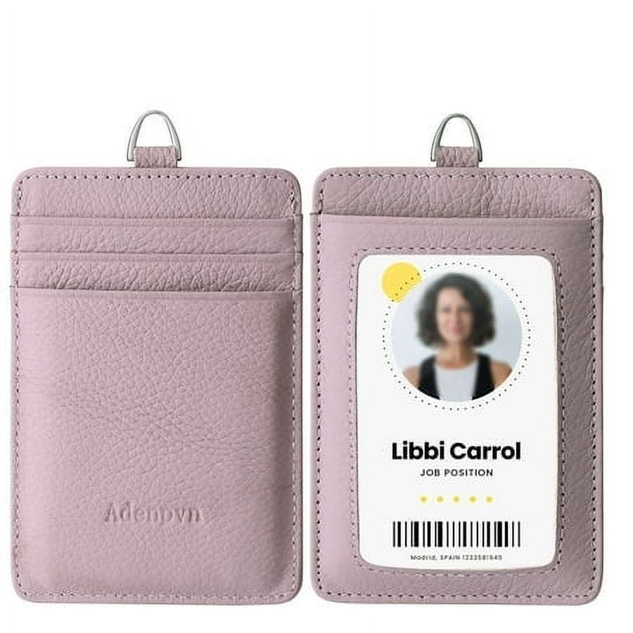 Genuine leather id badge holder with lanyard,soft leather ID Card ...