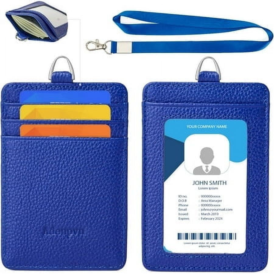 Genuine leather id badge holder with lanyard,soft leather ID Card ...