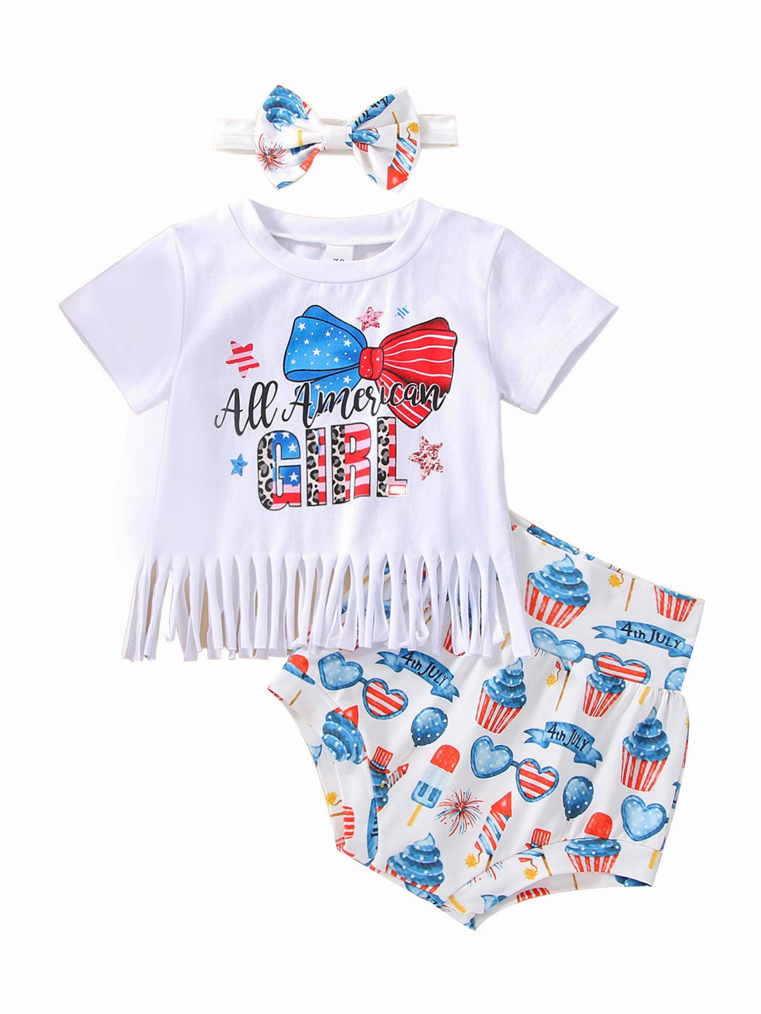 Genuiskids 2Pcs Summer Toddler Baby Girl 4th of July Clothes American ...
