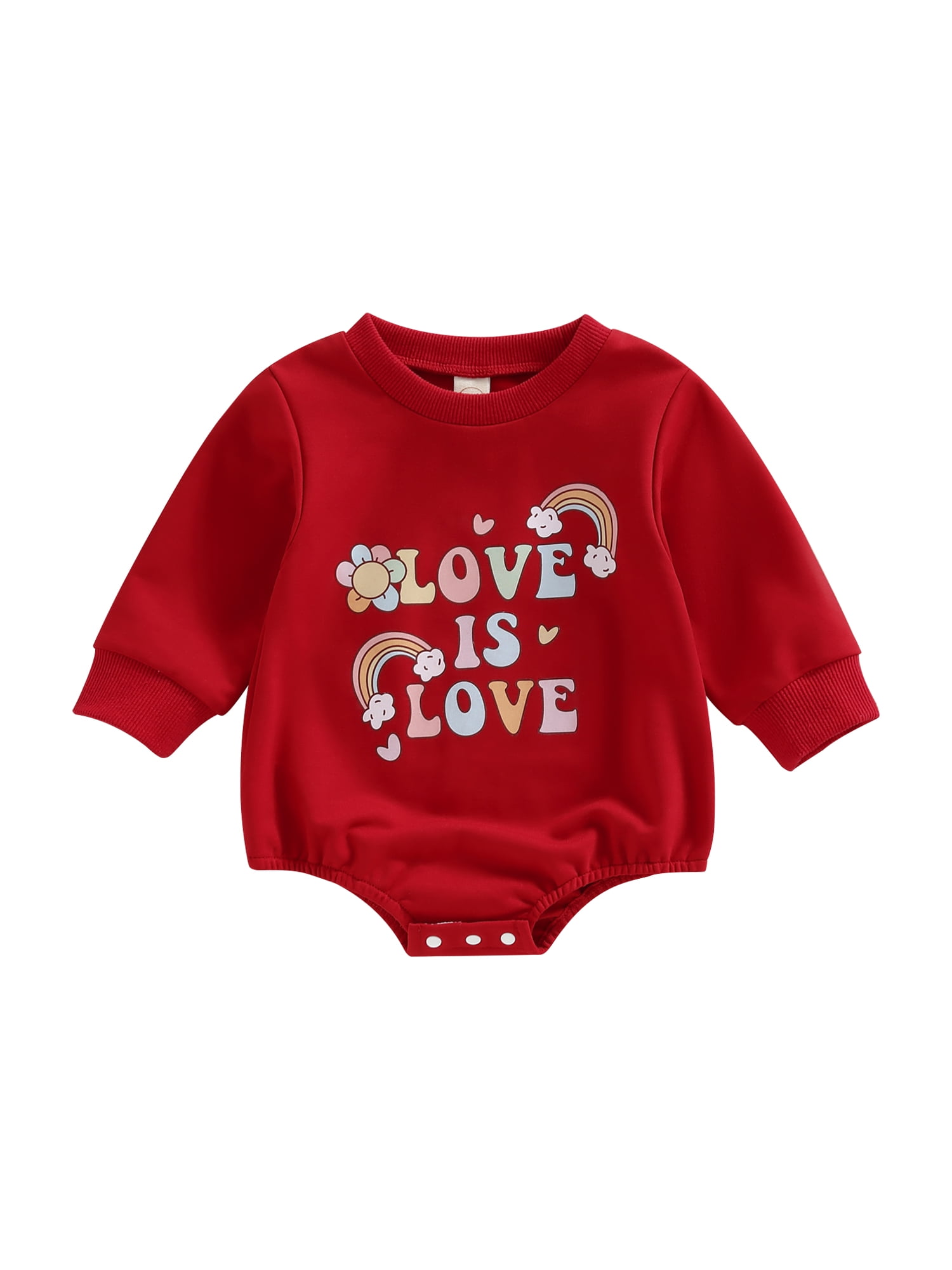 Genuiskids Baby Girl Boy Valentines Day Outfit Love Sweatshirt Romper Oversized Bubble One Piece ...