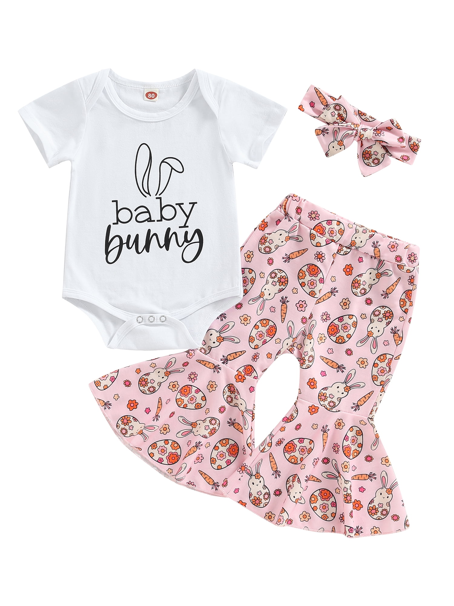 Genuiskids Infant Baby Girl Easter Outfits Short Sleeve Romper Bunny ...