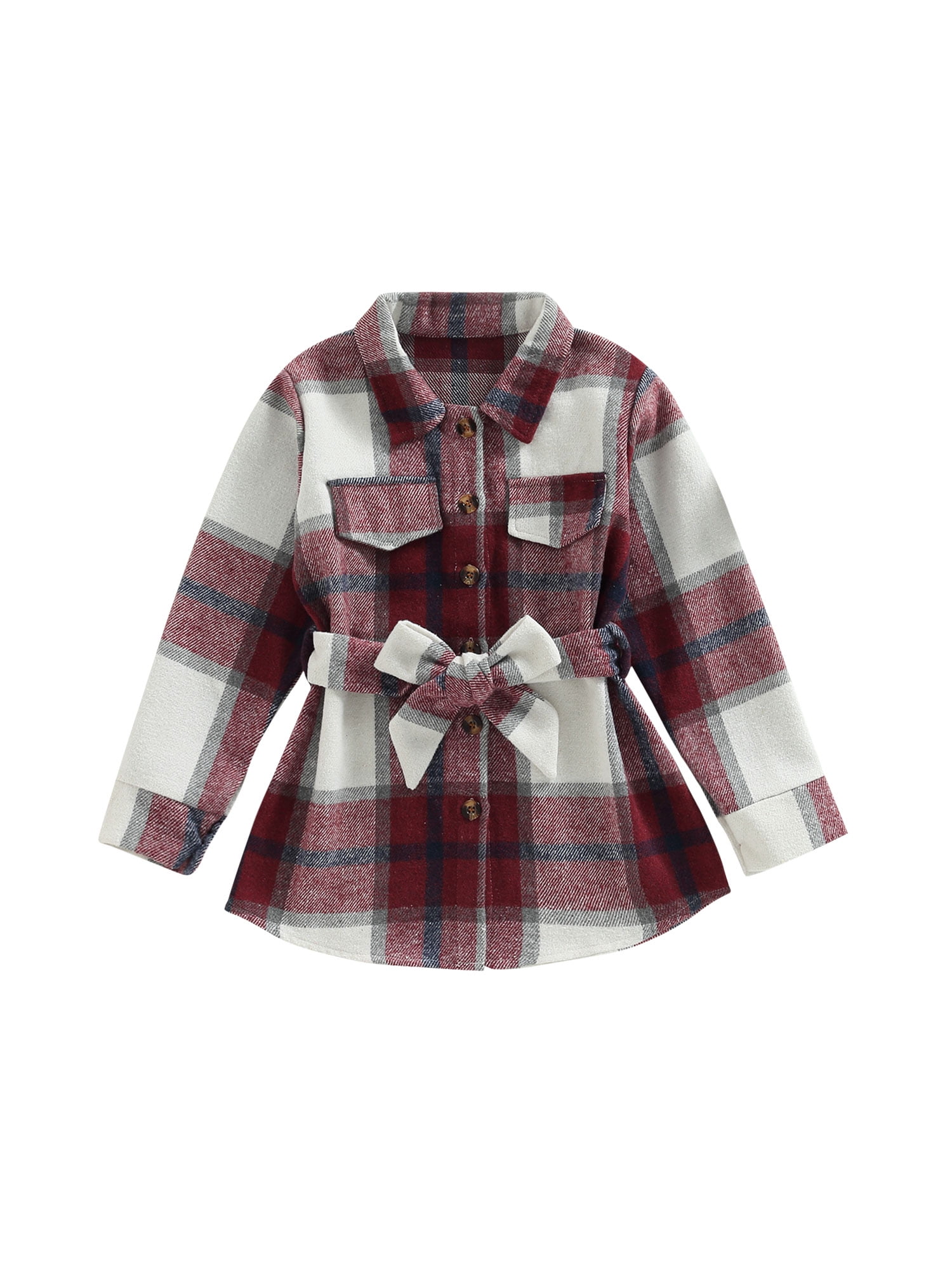 Genuiskids Little Girl Flannel Plaid Jacket Coat Kids Warm Coat Dress ...