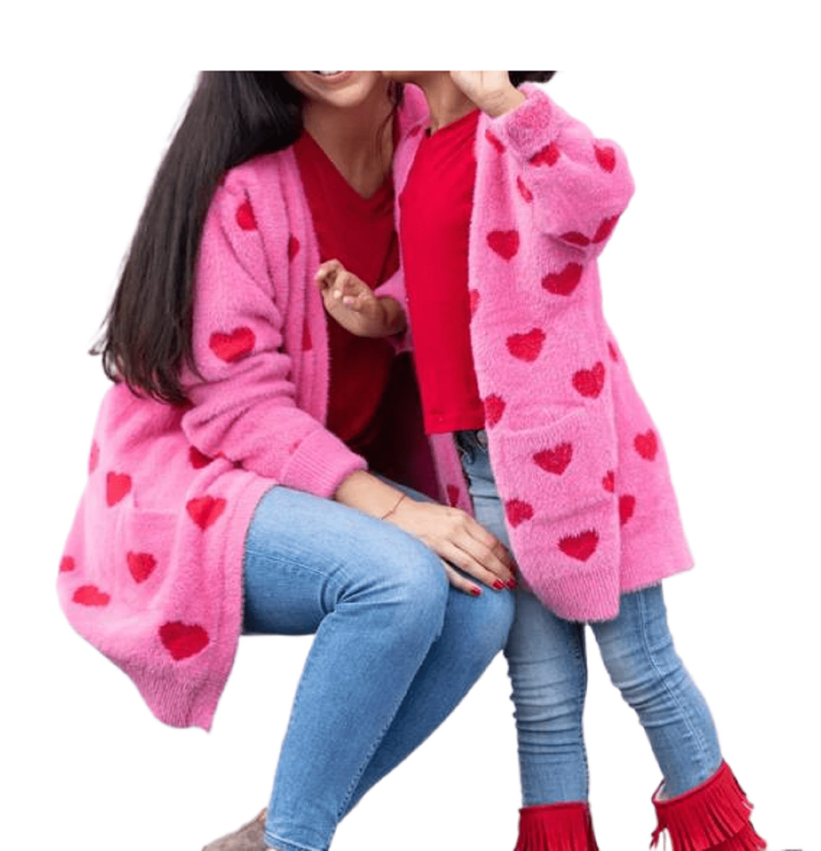 Genuiskids Mommy and Me Knit Cardigan Family Matching Long Sleeve Open ...