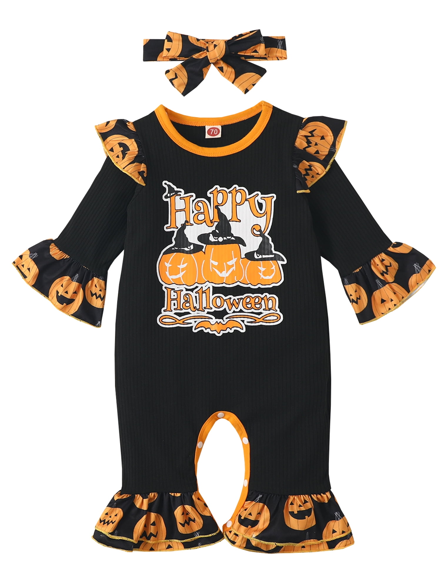 Genuiskids My First Halloween Baby Girl Boy Bodysuit Newborn Infant Halloween Outfit Romper Long ...