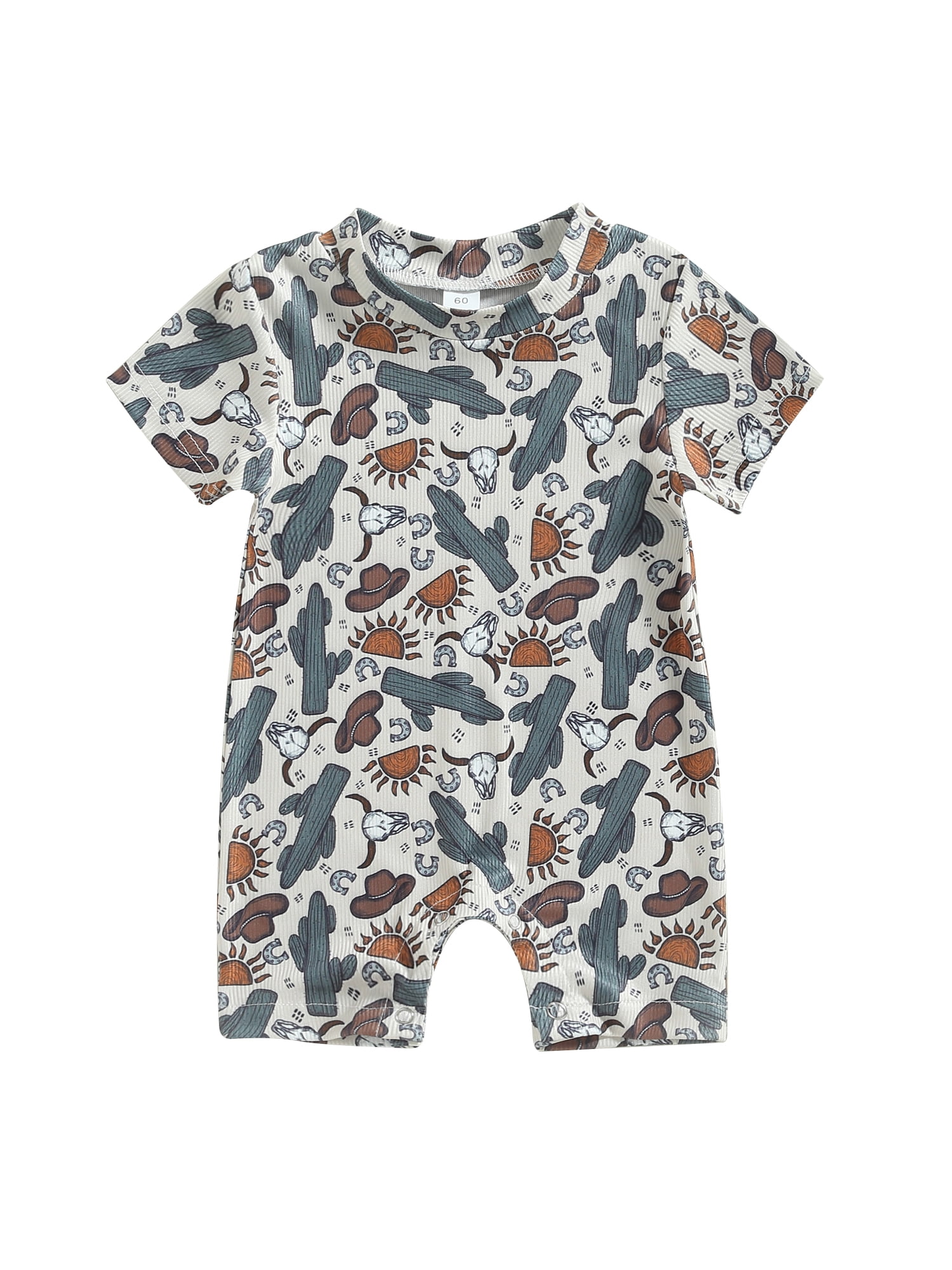 Genuiskids Newborn Baby Boy Girl Romper 3 6 12 18 Months Infant Western Clothes Short Sleeve Cow ...