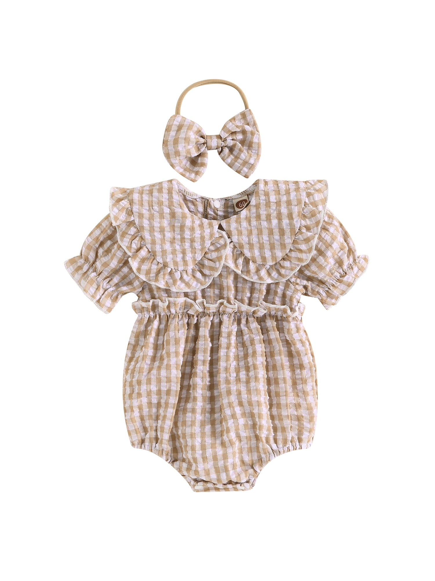 Genuiskids Newborn Baby Girls Summer Romper Short Sleeve Doll Collar ...