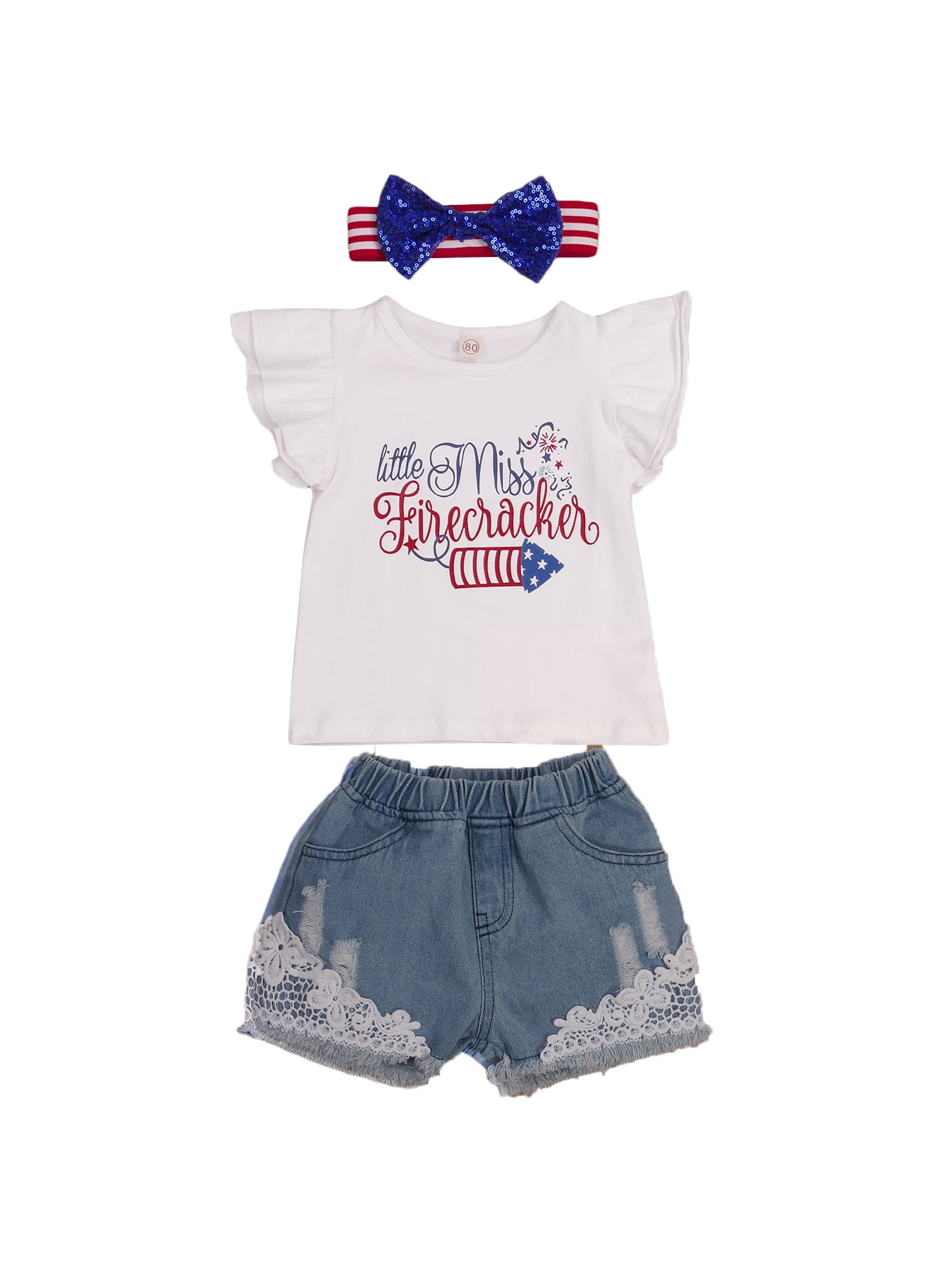 Genuiskids Toddler Baby Girl 4th of July Outfit Sleeveless Independence Day American Flag Ruffle ...
