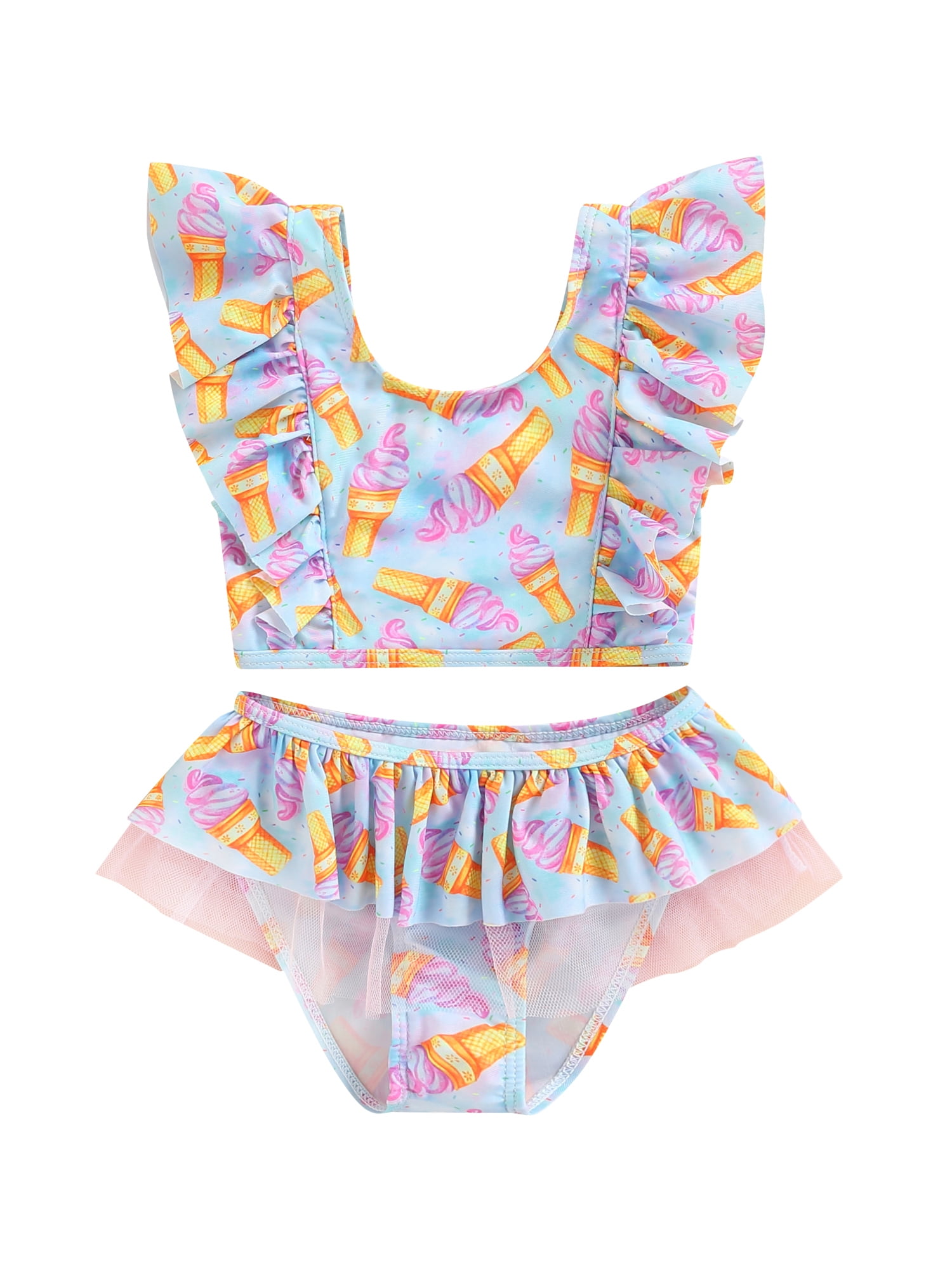 Genuiskids Toddler Baby Girl Cute 2 Piece Mermaid Swimsuit Kids Cartoon ...