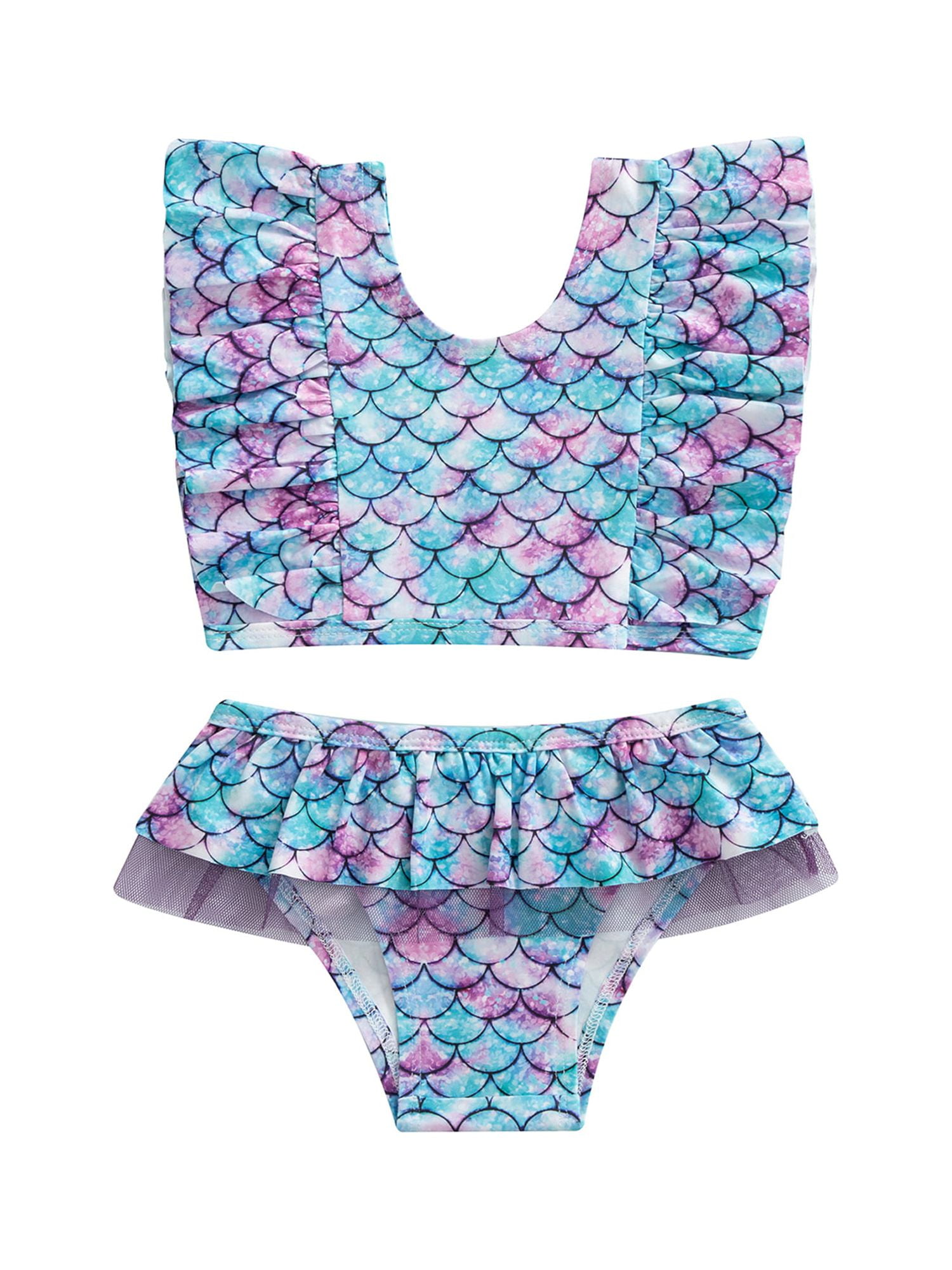 Genuiskids Toddler Baby Girl Swimsuit 2 Piece Bathing Suit Flutter ...