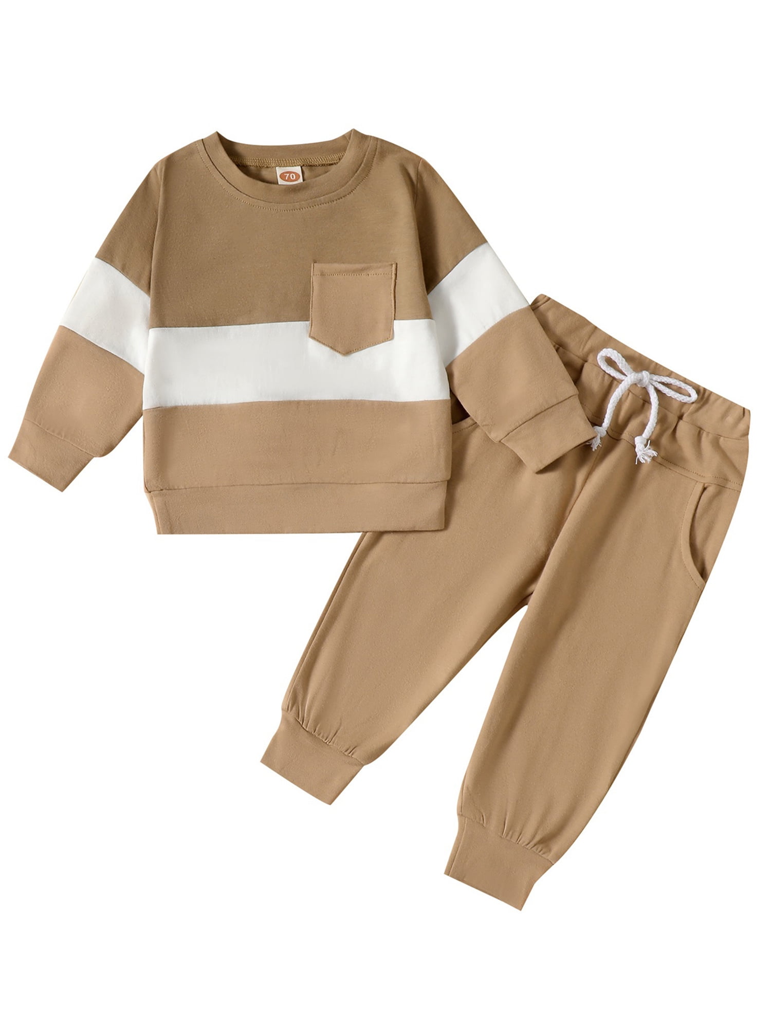 Genuiskids Toddler Boys Fall Outfits 6M-4T Kids Clothes Contrast Color ...