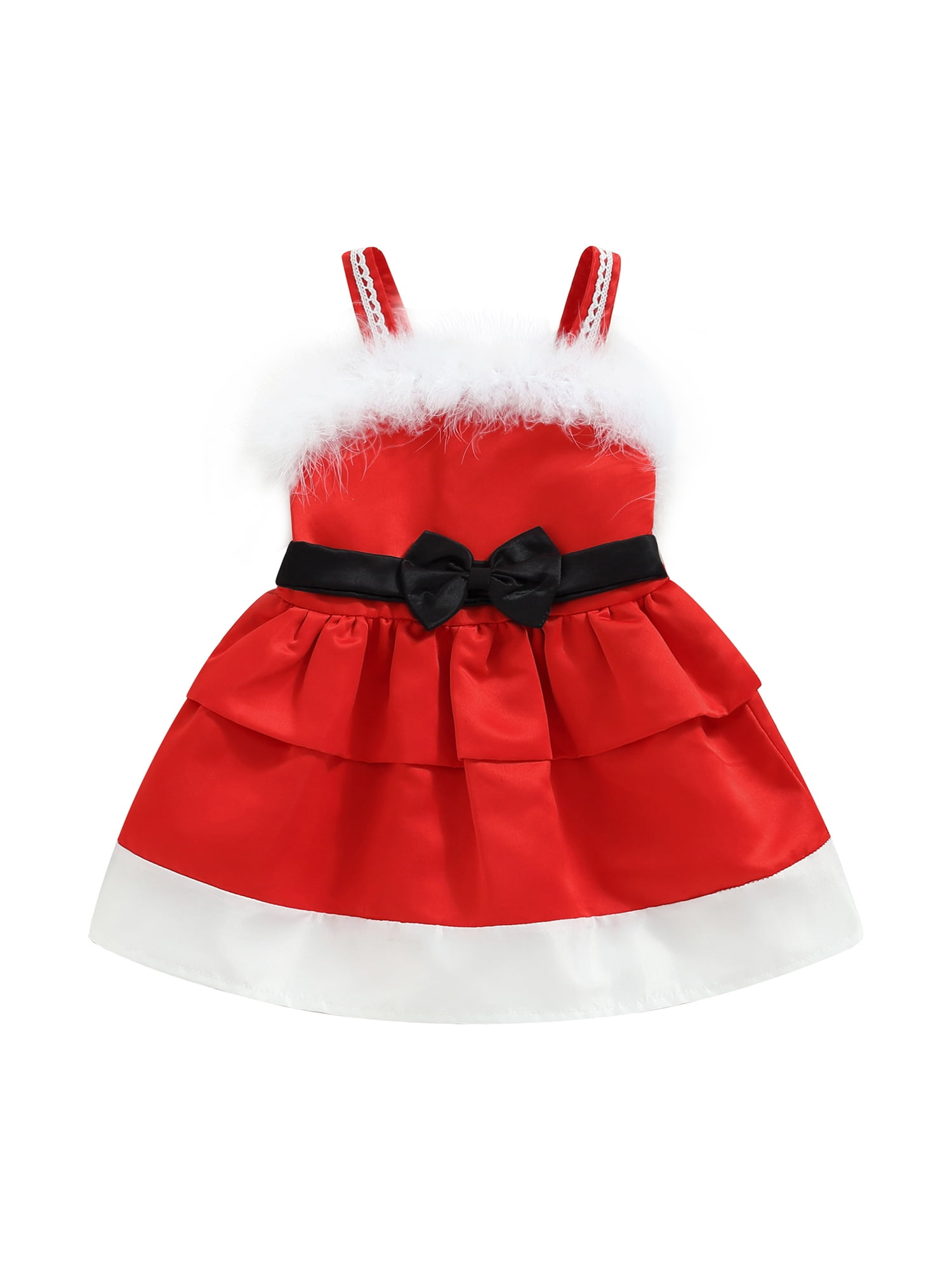 Genuiskids Toddler Girls Christmas Red Dress Holiday Cute Little Kids ...