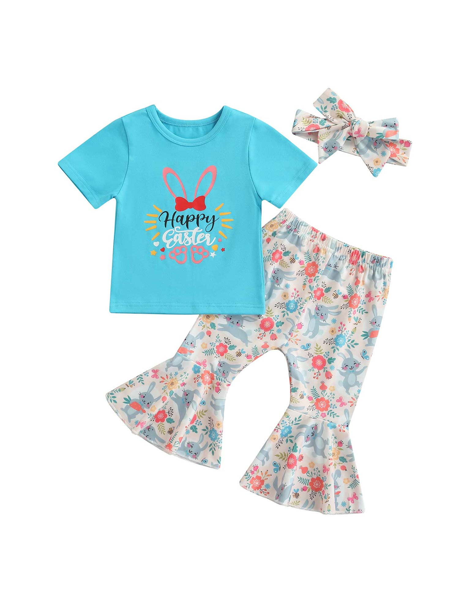 Genuiskids Toddler Girls Summer Easter Three Pieces Clothes Outfit ...