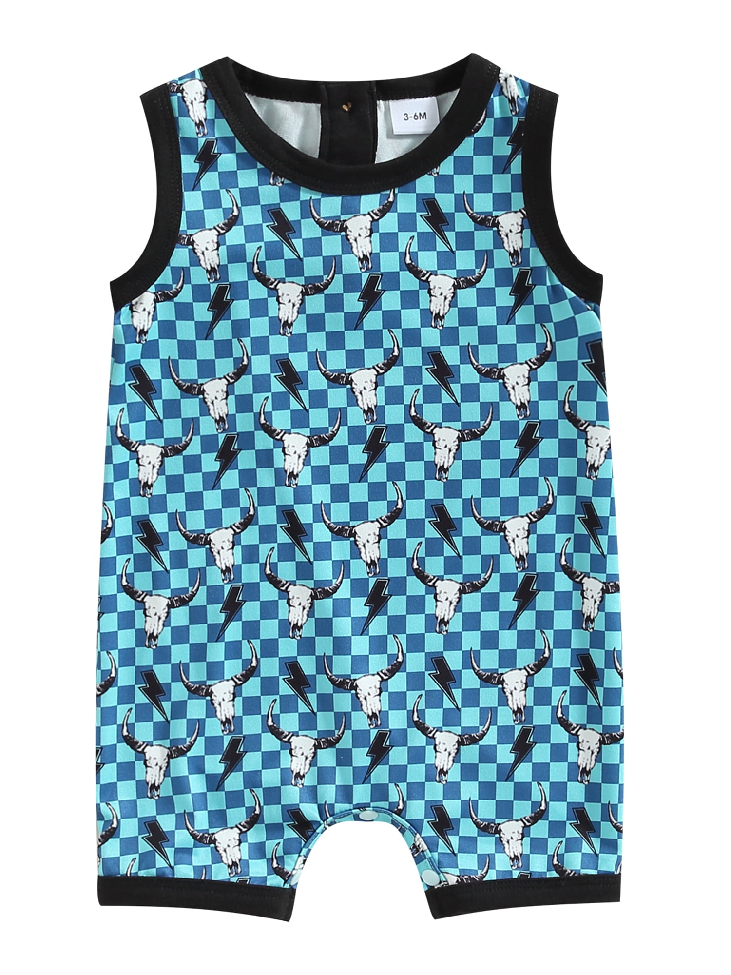 Genuiskids Western Baby Boy Girl Clothes Cow Print Jumpsuit Sleeveless Cow Head/Cowboy Hat ...