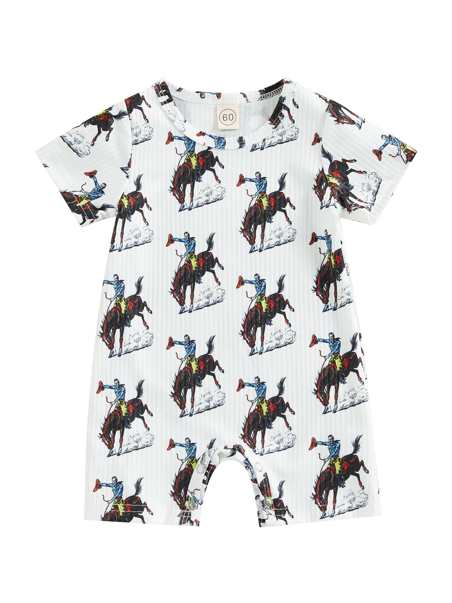Genuiskids Western Baby Boy Girl Clothes Cow Print Short Sleeve Romper Bodysuit One Piece ...