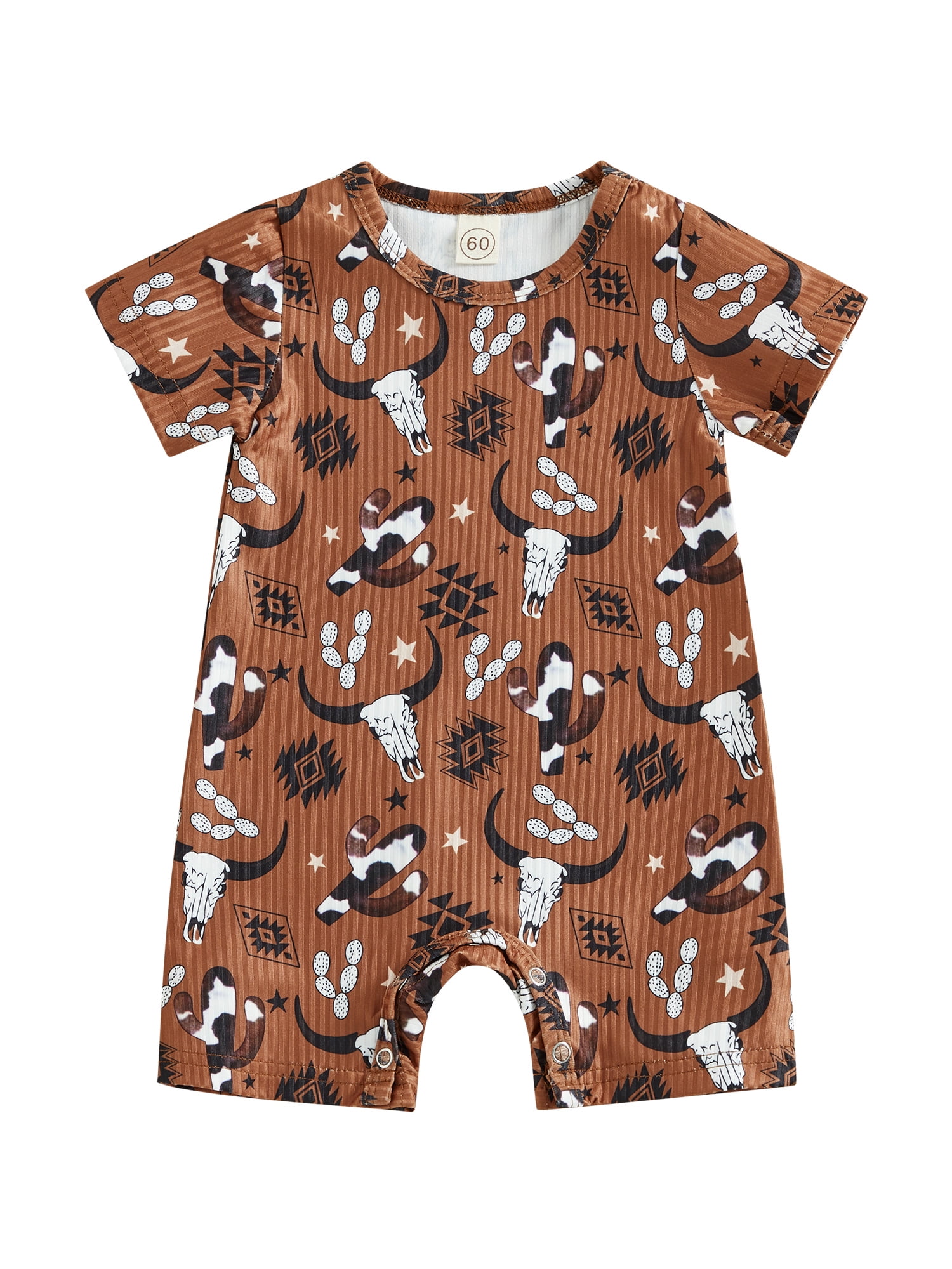 Genuiskids Western Baby Boy Girl Clothes Cow Print Short Sleeve Romper Bodysuit One Piece ...