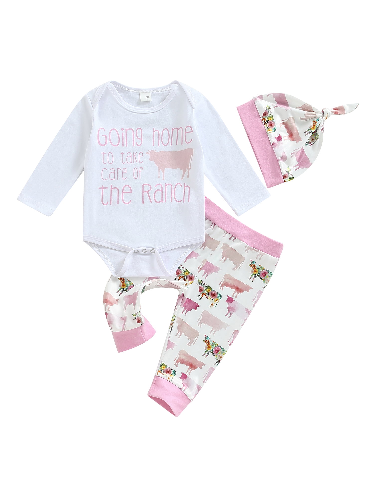 Genuiskids Western Baby Boy Girl Clothes Newborn Cow Print Long Sleeve Shirt Romper Bodysuit ...