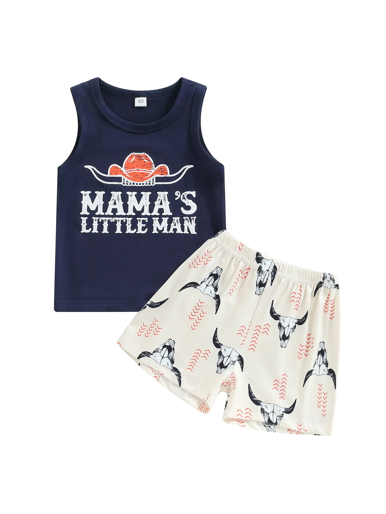 Genuiskids Western Baby Boy Summer Clothes Newborn Cow Print Sleeveless Tank Top Shorts Set 2Pcs ...