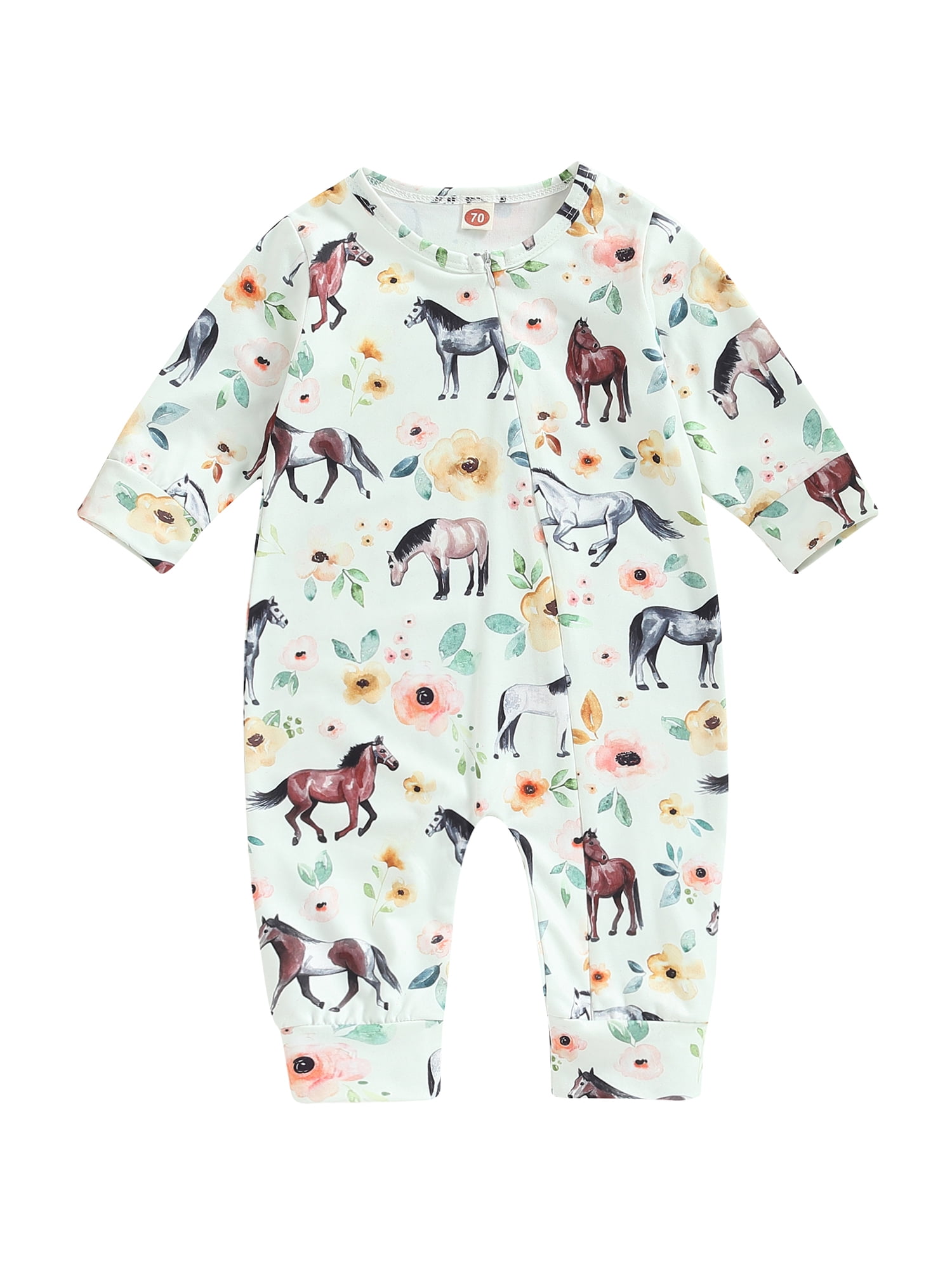 Genuiskids Western Newborn Baby Boy Girl Cow Print Romper Jumpsuit Crewneck One Piece Bodysuit ...