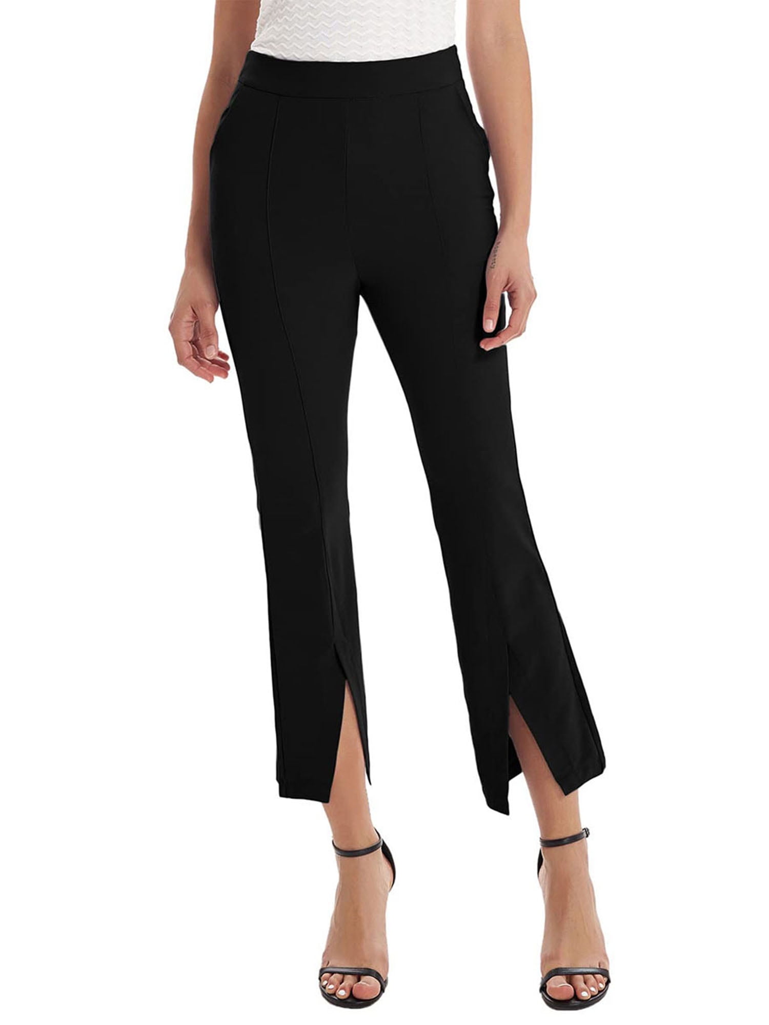 Genuiskids Women's Flare Leg Split Trousers Split Front Dress Pants ...