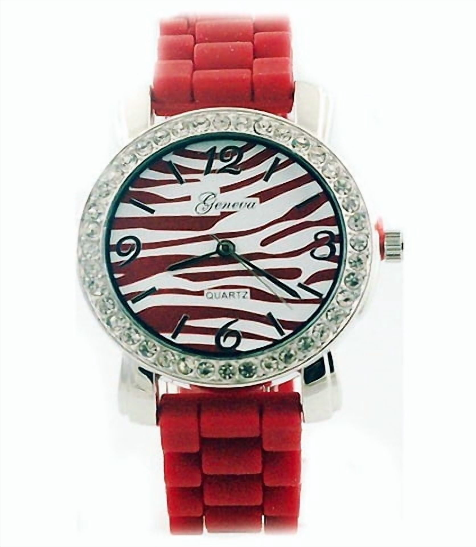 Genvea Lady's Quatz Watch - Slicone Band w/ Zebra Stripes Dial - Brown ...