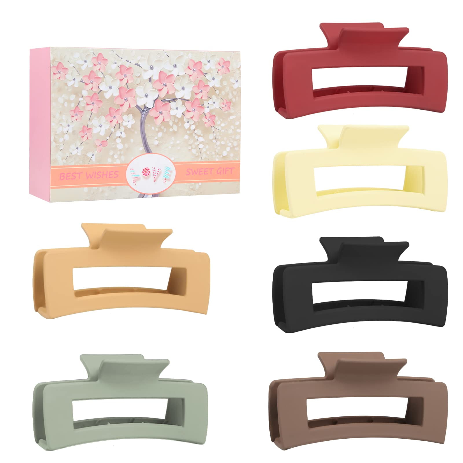 Genwiss 4 Inch Large Hair Clips, 6 Pcs Non-Slip Acrylic Claw Clips for ...