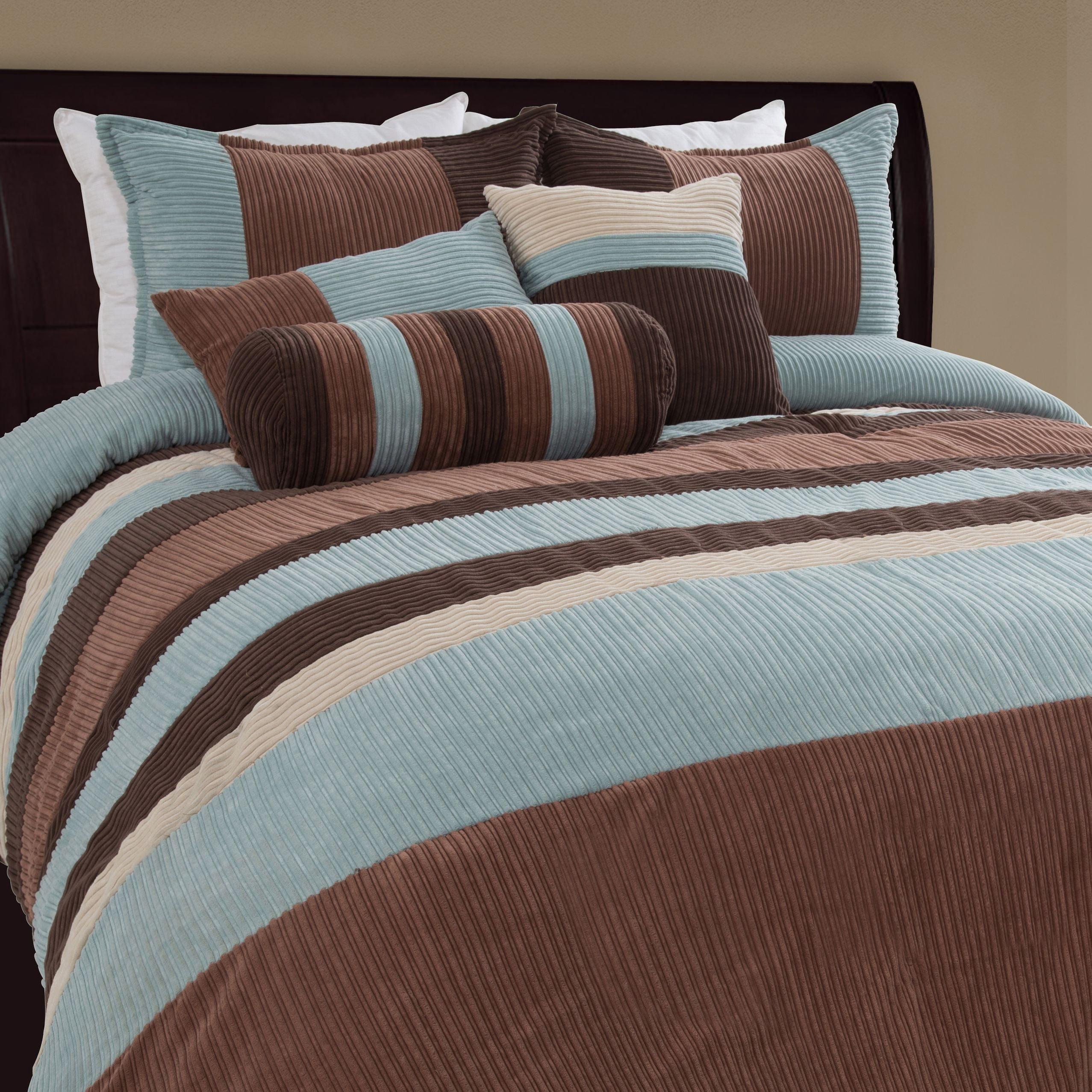 Geo Colorblock Micro-Chenille 7-Piece Complete Comforter Set - Walmart.com