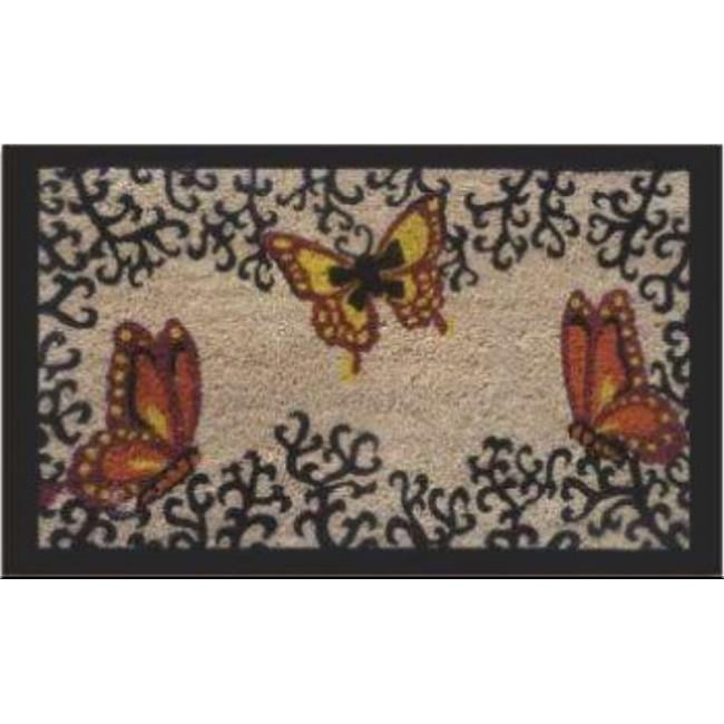 Geo Crafts G 21 2 18 x 30 in. Coir Butterflies On Vine Welcome Doormat ...