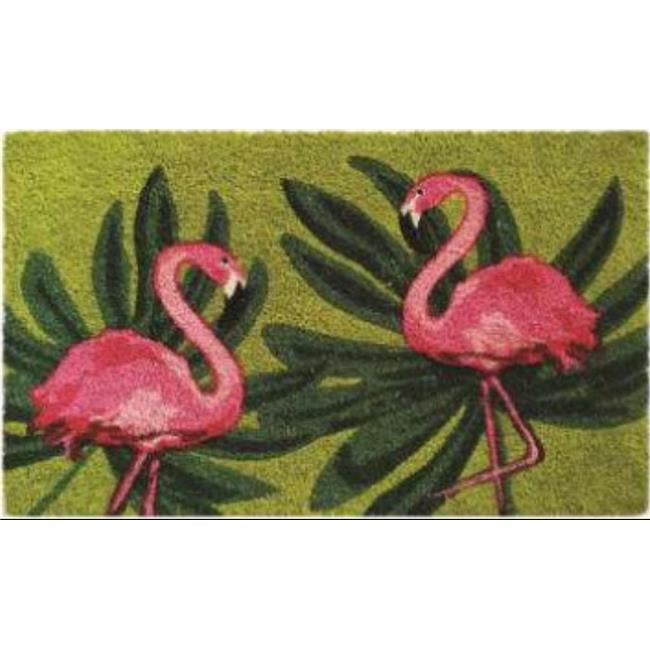 Geo Crafts G270 18 x 30 in. Coir Playful Flamingos Welcome Doormat ...