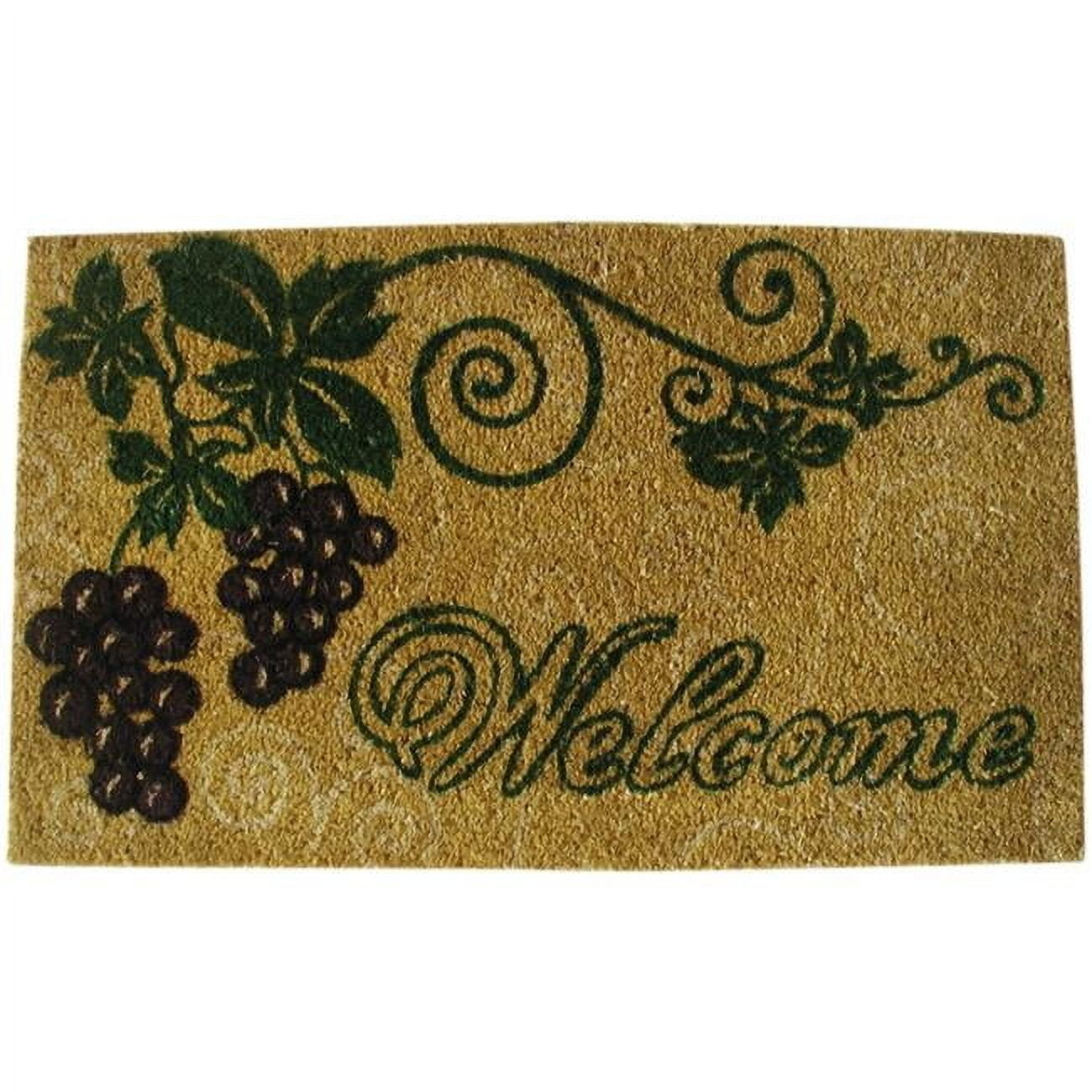 Geo Crafts G108 WELCOME GRAPES 18 x 30 in. PVC Backed Coco Doormat ...