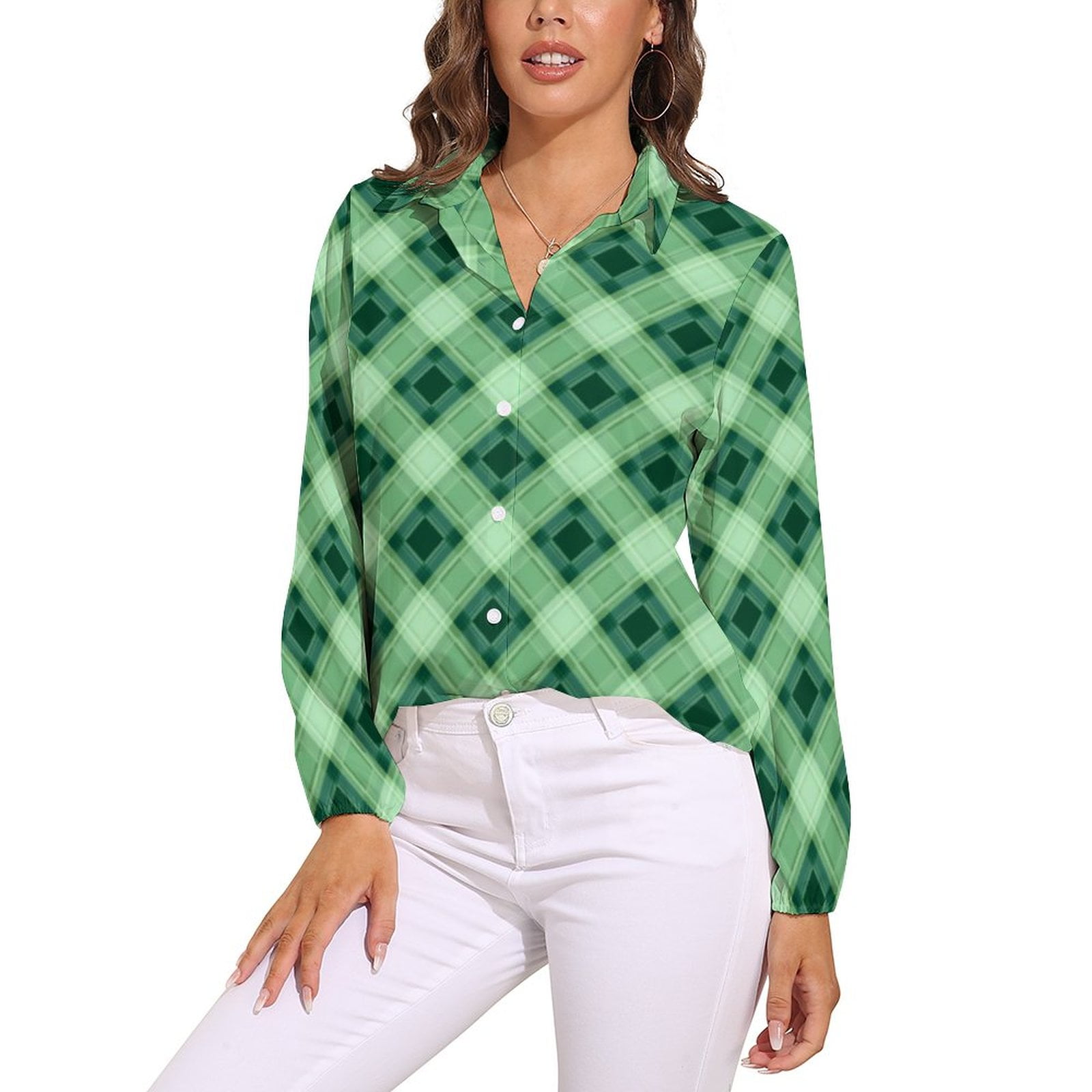 Geo Print Blouse Memphis Triangles Pretty Custom Blouses Woman Long ...