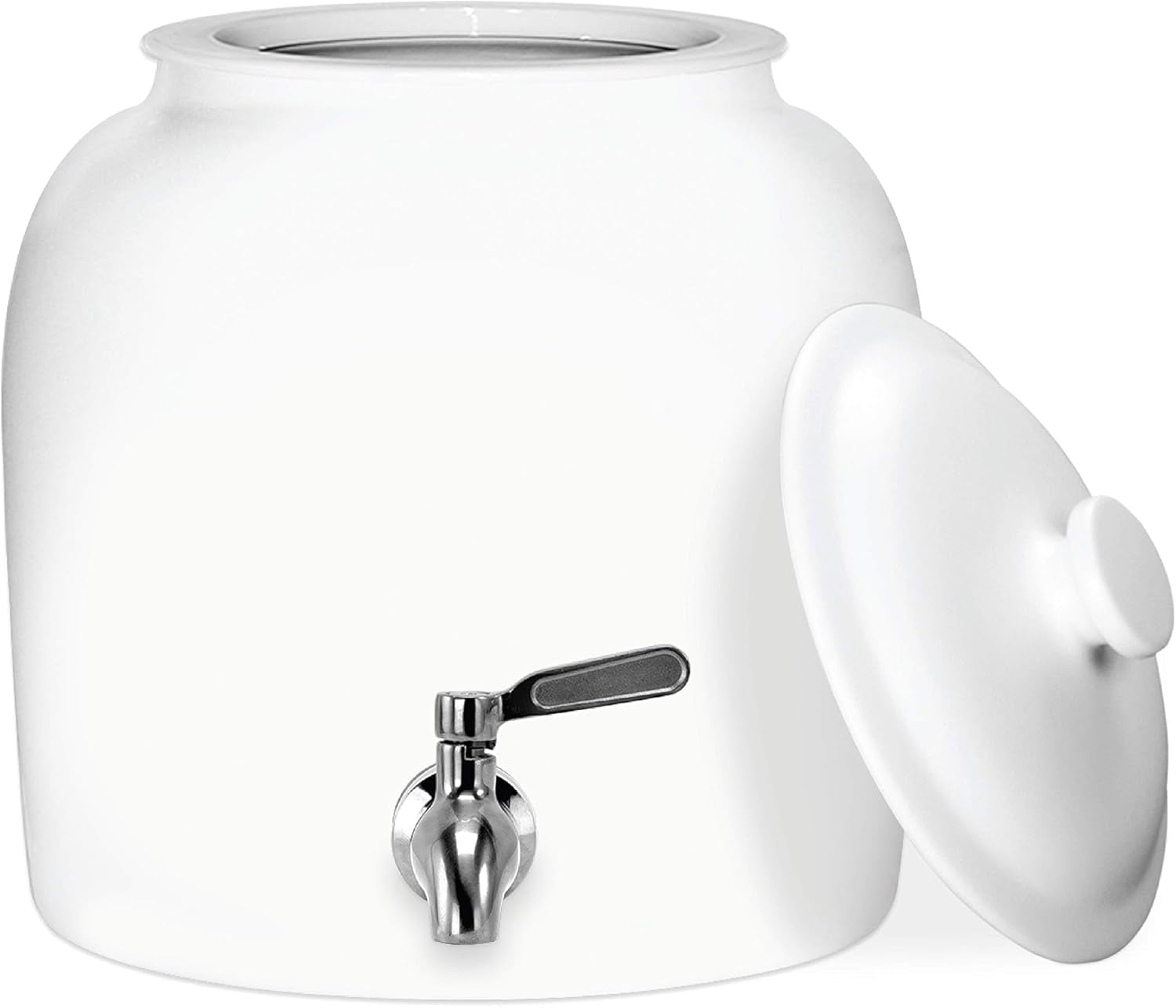Geo Sports Porcelain Ceramic Crock Water Dispenser with Stainless Steel ...