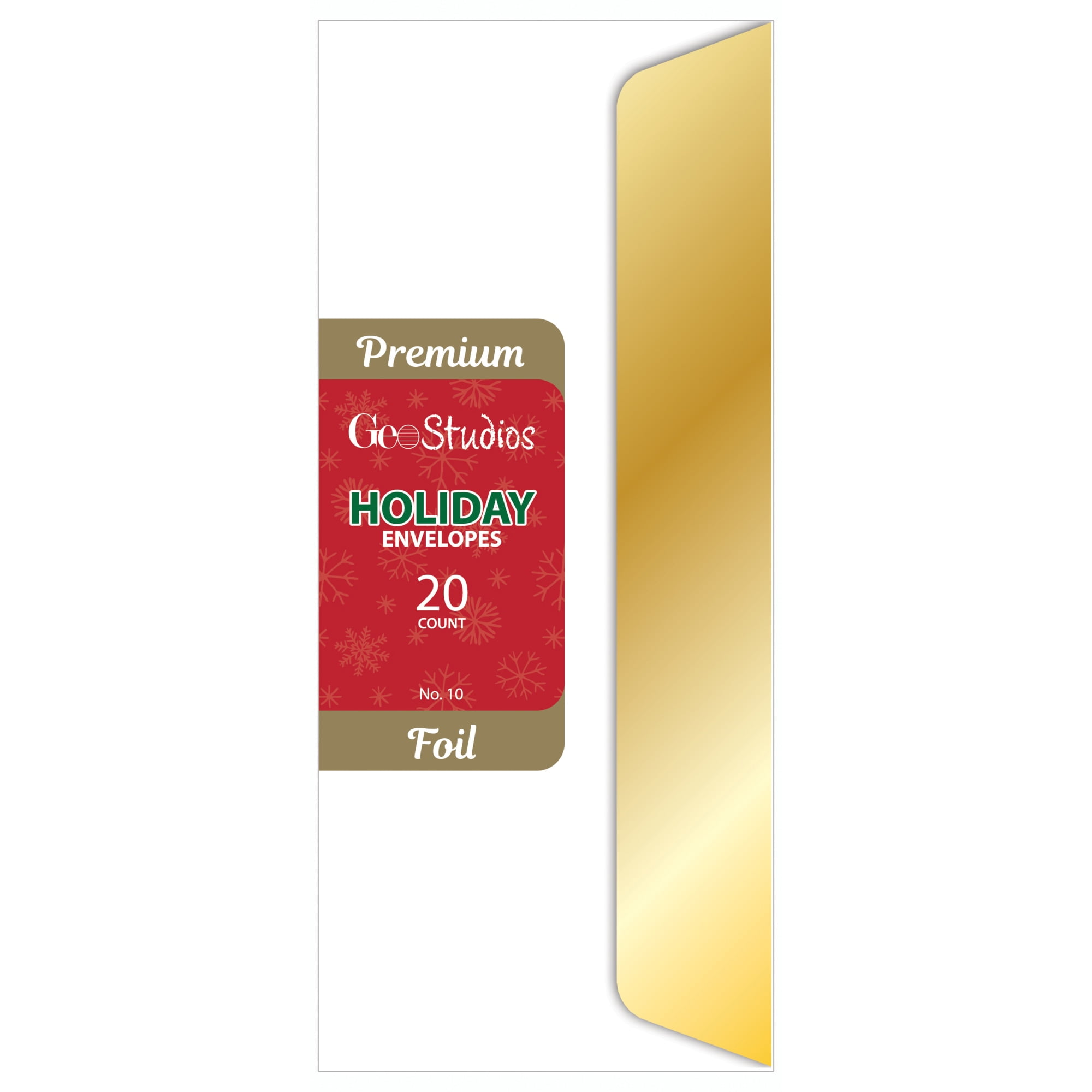 Geo Studios #10 Holiday-Themed Envelopes, Gummed Seal, Gold Foil Flap ...