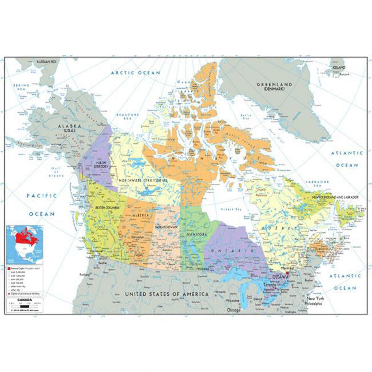 GeoAtlas Classroom Pull Down Canada Political Wall Map - Walmart.com
