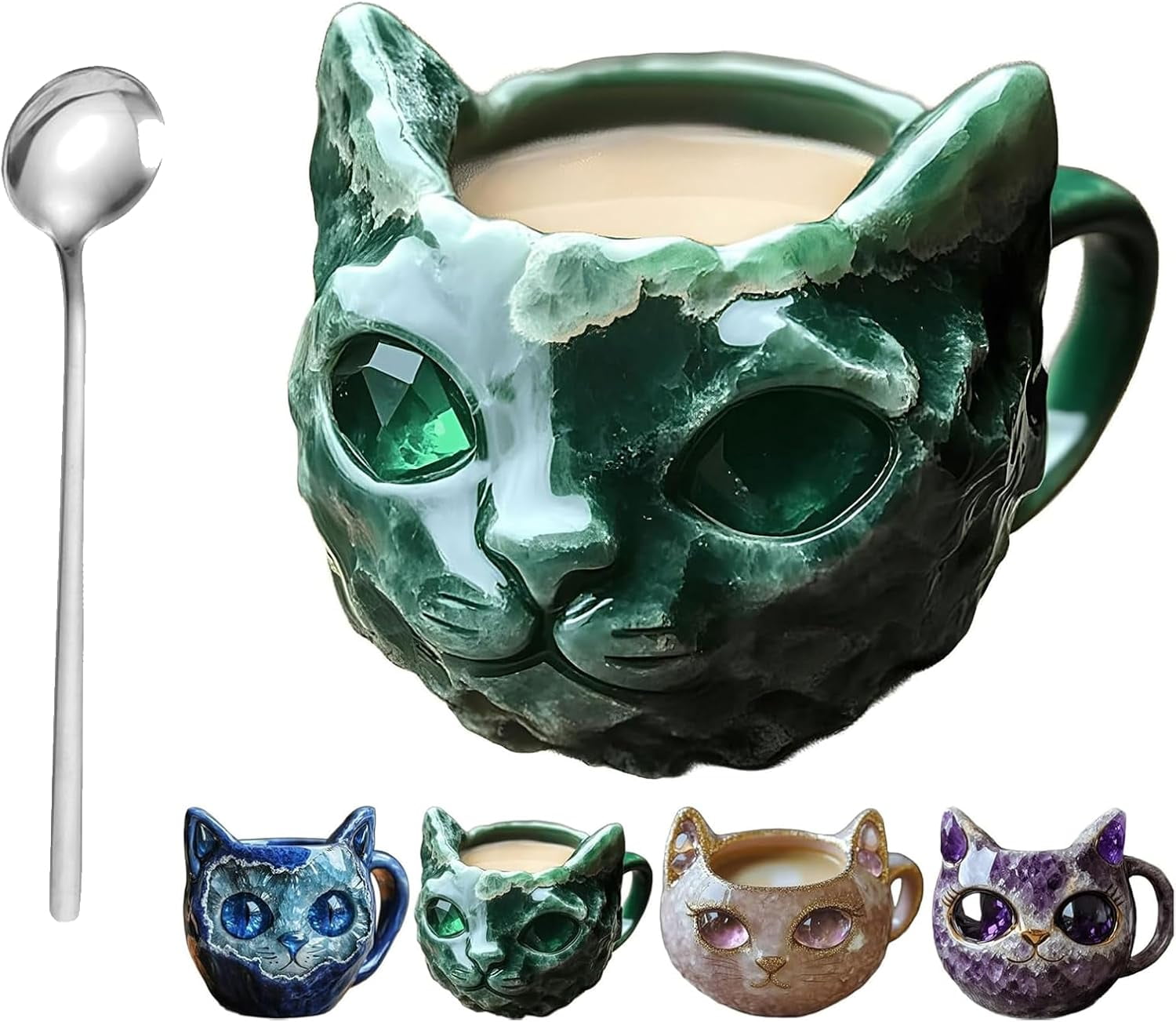 Geode Cat Mug, Geode Cat Cup, mineral crystal coffee cup, Handmade ...