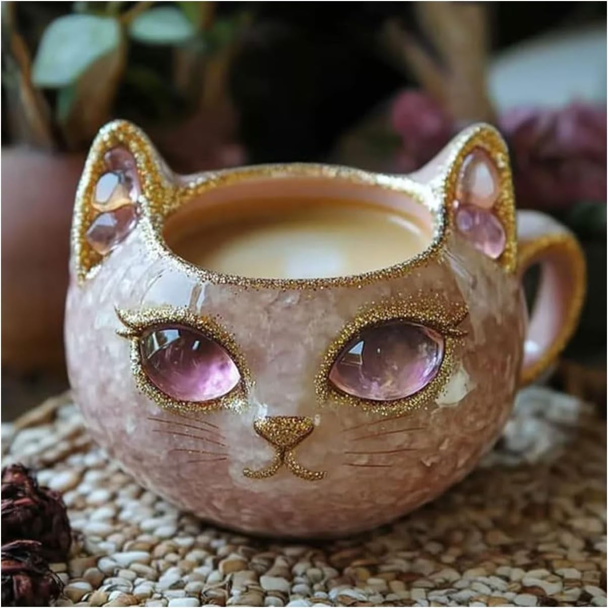 Geode Cat Mug, Mineral Crystal Coffee Mugs, Cute Mineral Crystal Cat ...