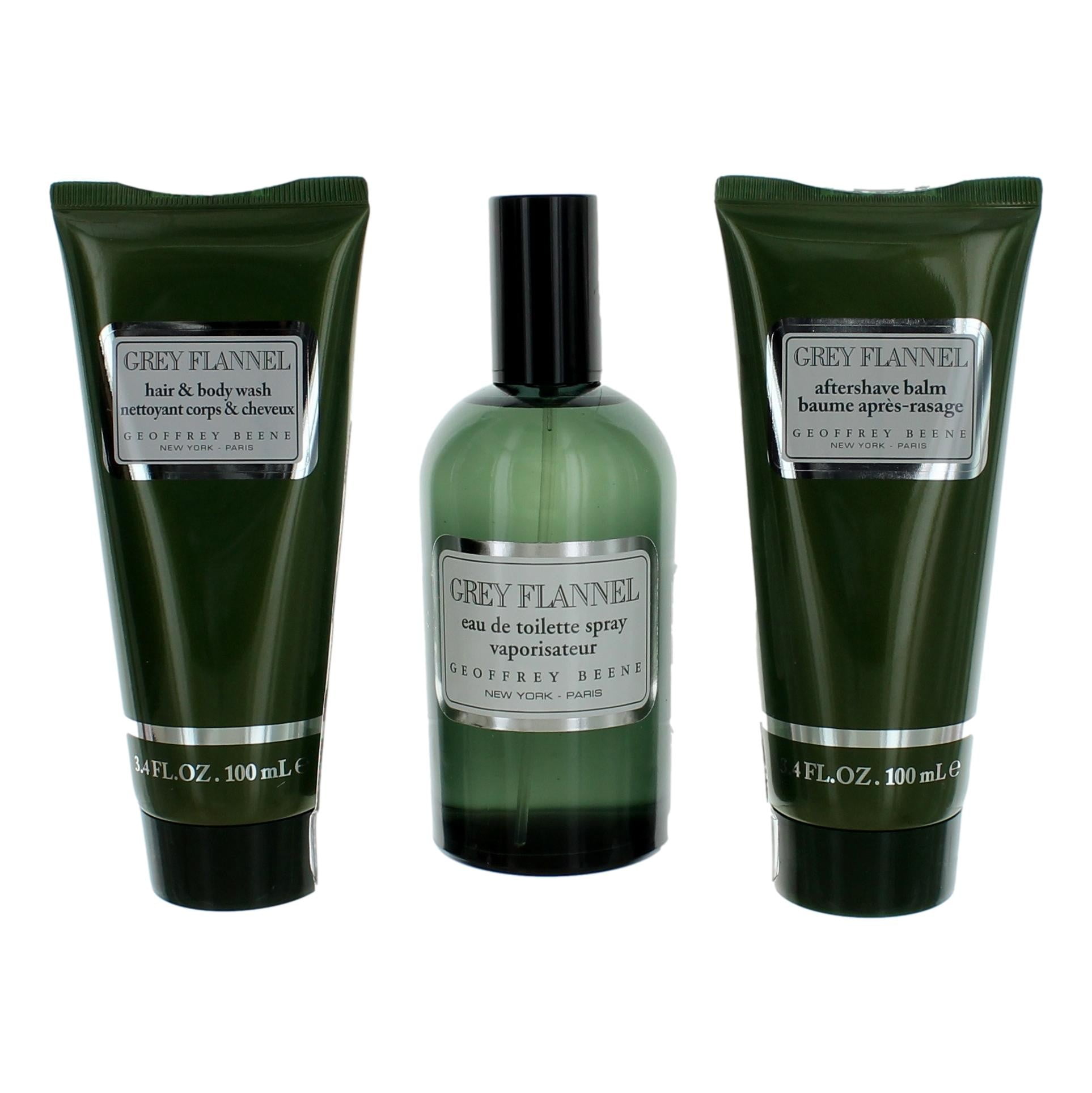 Geoffrey Beene Grey Flannel 3 Piece Men's Cologne Gift Set - Eau De ...
