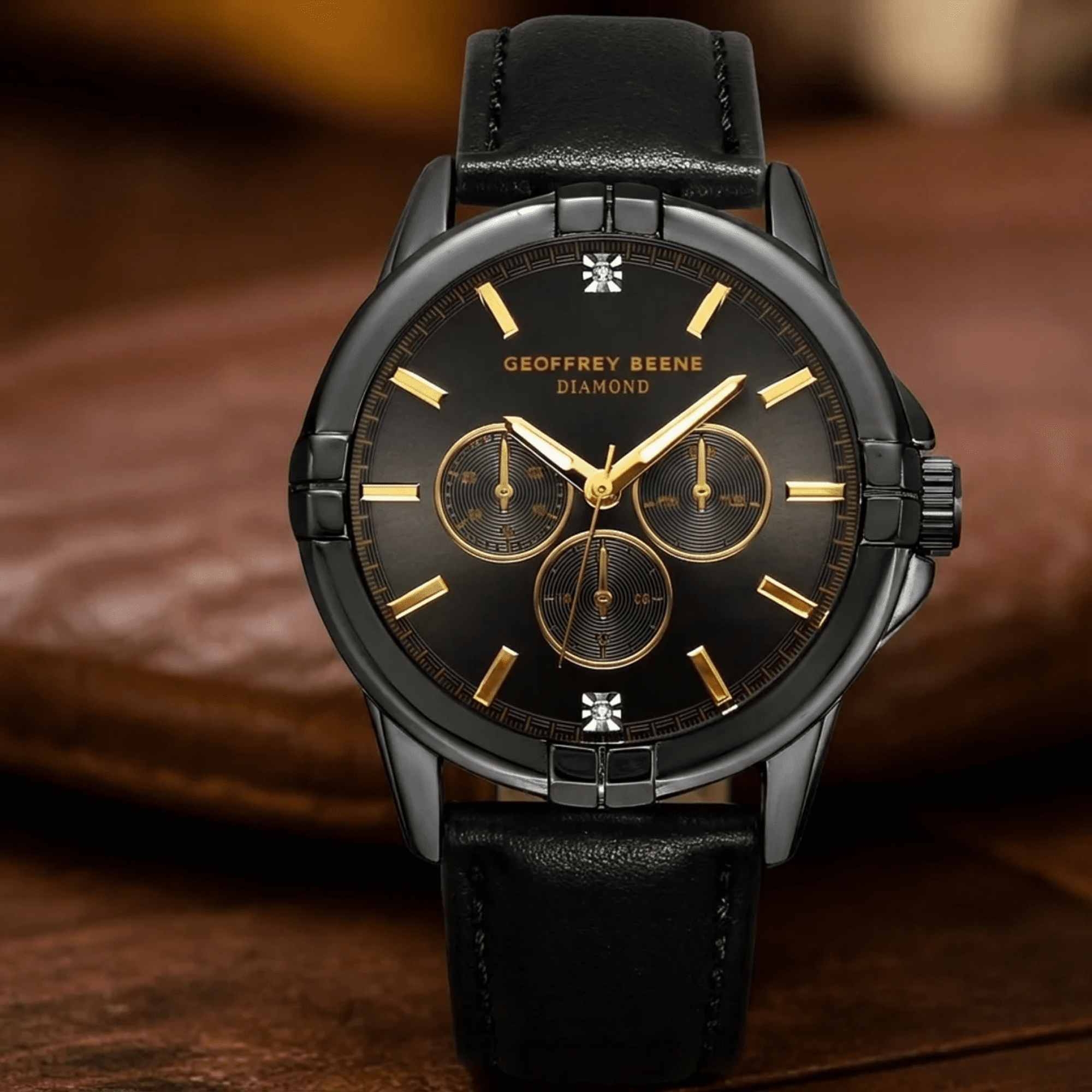 Geoffrey Beene Men's Chronograph Vegan Leather Dress Watch, Classic ...