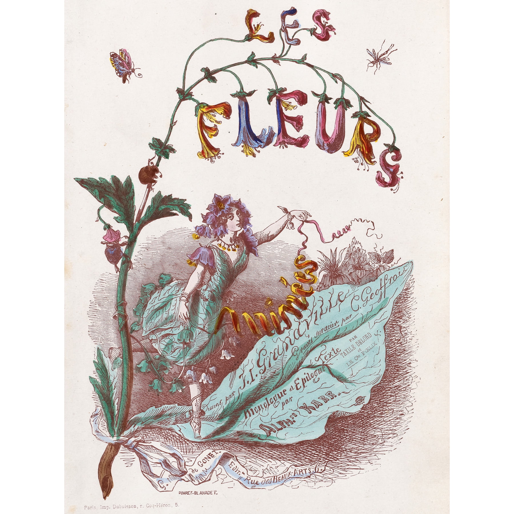 Geoffroy Grandville Animated Flowers Book Title Page Illustration Extra ...
