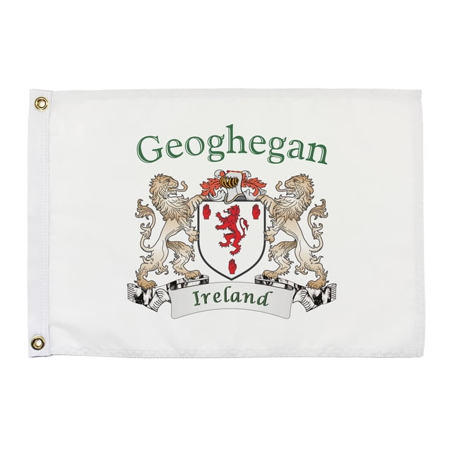 Geoghegan Irish Coat of Arms Small White Flag - 16"x10.5" inches ...
