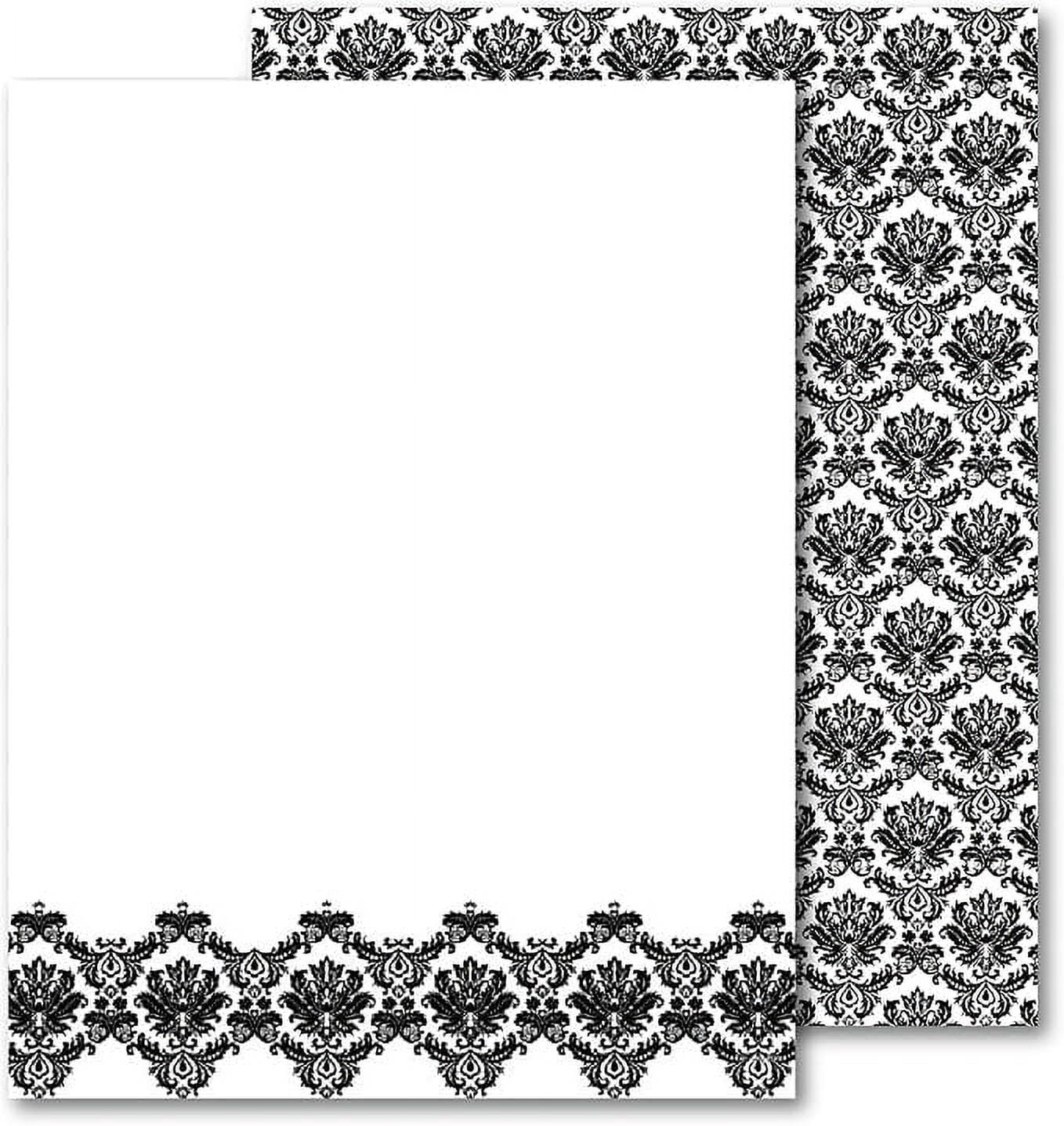 Geographics Black & White Damask Letterhead, 2 Sided Decorative Printer ...