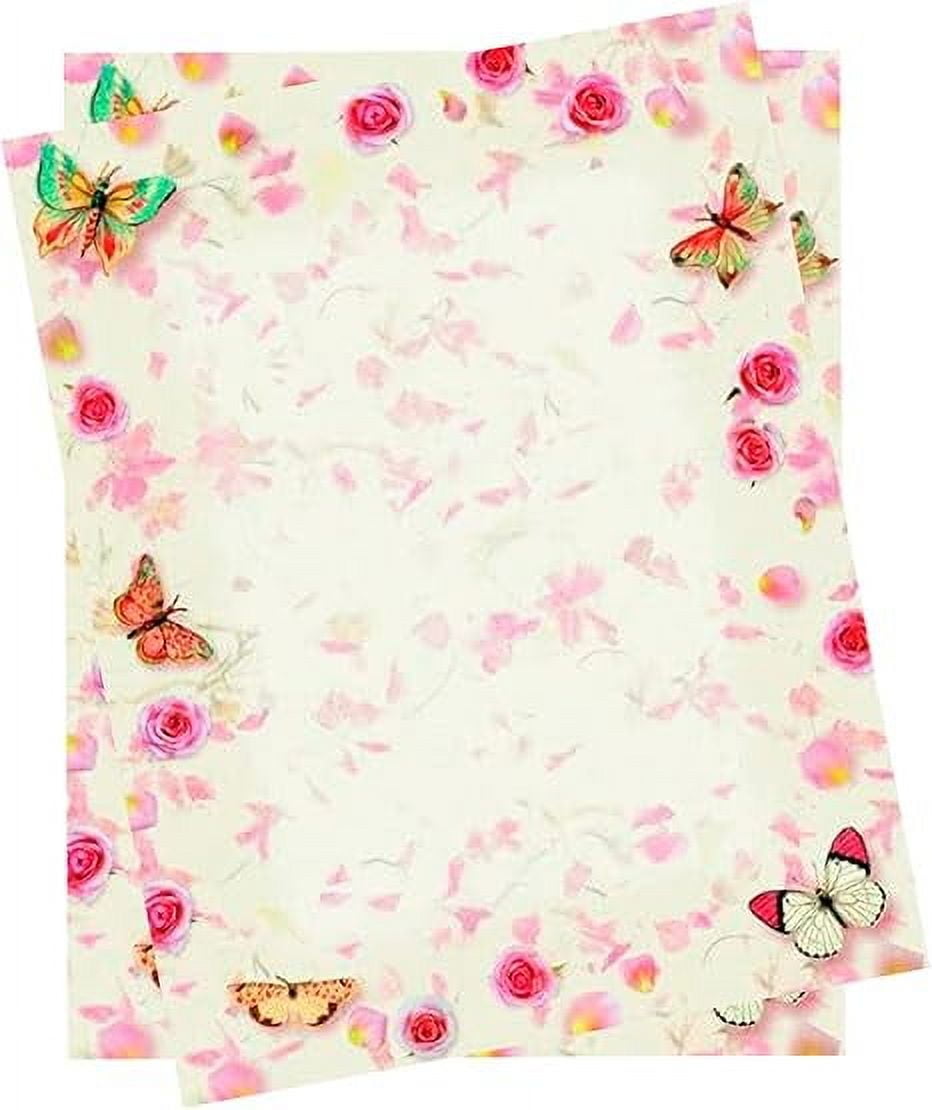 Geographics Butterflies & Roses Letterhead Paper, 24 lb. Design Paper ...