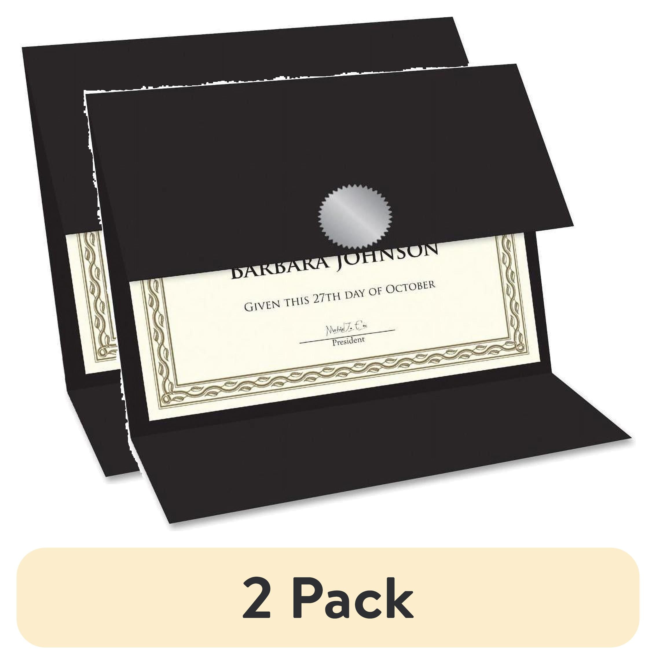 (2 pack) Geographics Tri Fold Black Certificate Holder, Linen Texture ...