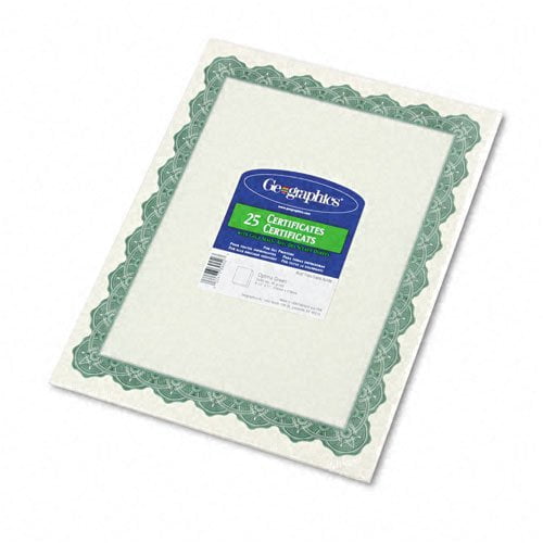 Geographics : Parchment Paper Certificates, 8-1/2 x 11, Optima Green ...