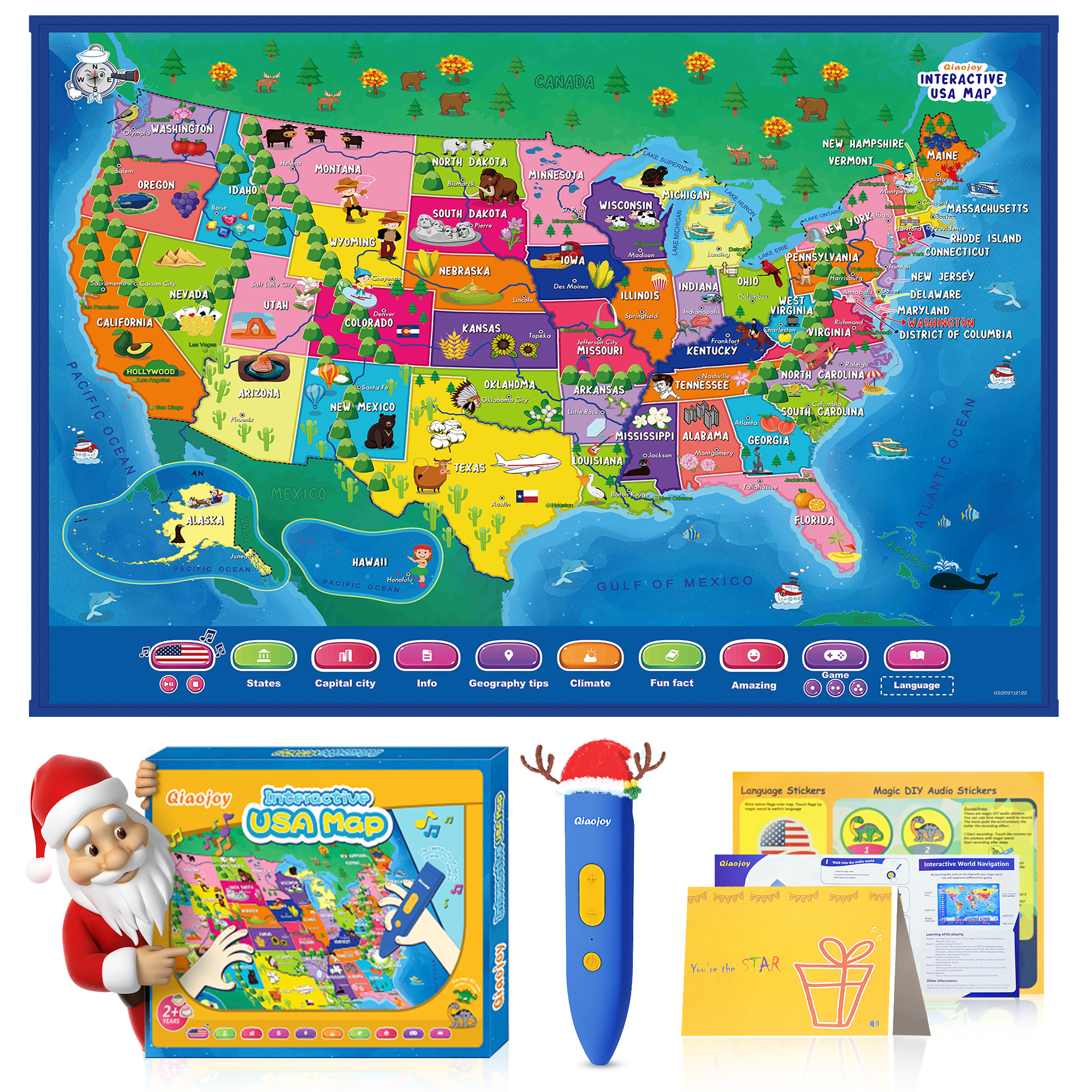 LeapFrog Touch & Learn World Map Interactive Wall Map for Kids, Teaches ...