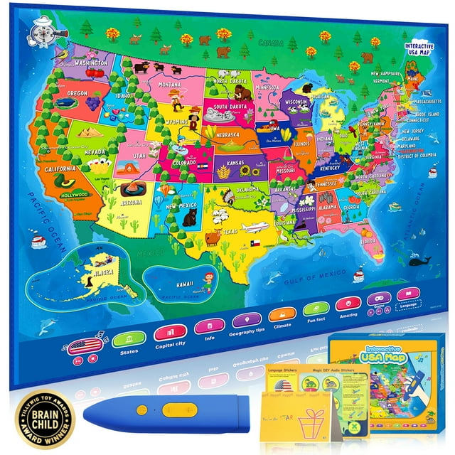 Juegos de Geografía, Juguetes Educativos para Niños 4-8 Años, Mapa ...