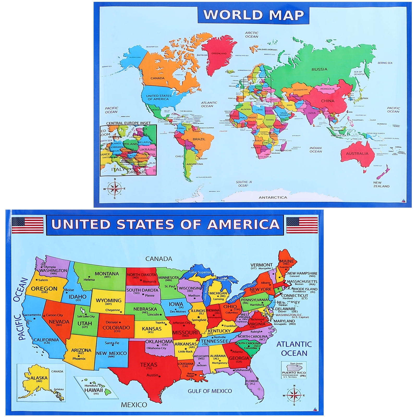 MOKKHNB Geography World Country Map Poster UV Paper 1 Set 19.7x13.8in ...